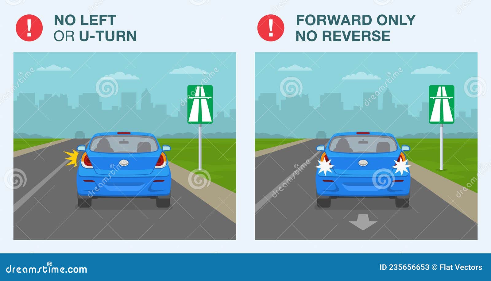 Driving a Car on Freeway or Highway. Traffic Rules on Highway Stock ...