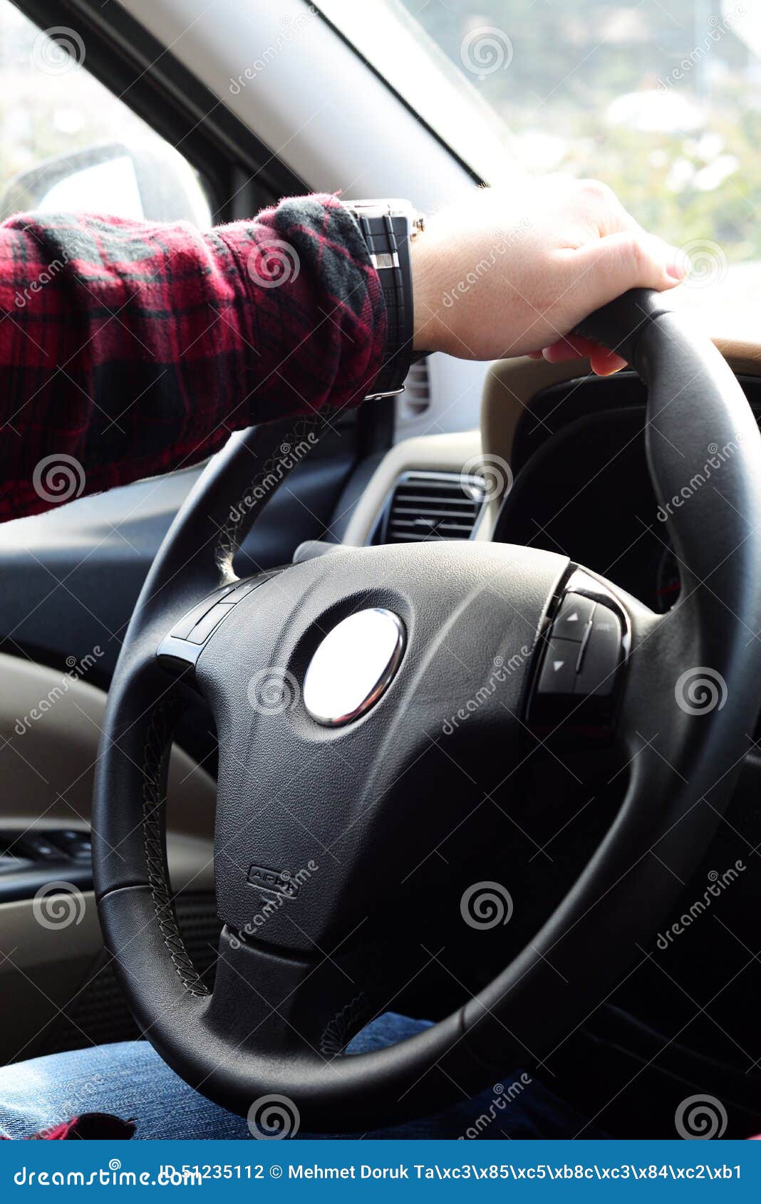 Driving Car Hand on Steering Wheel Stock Photo - Image of front, people ...