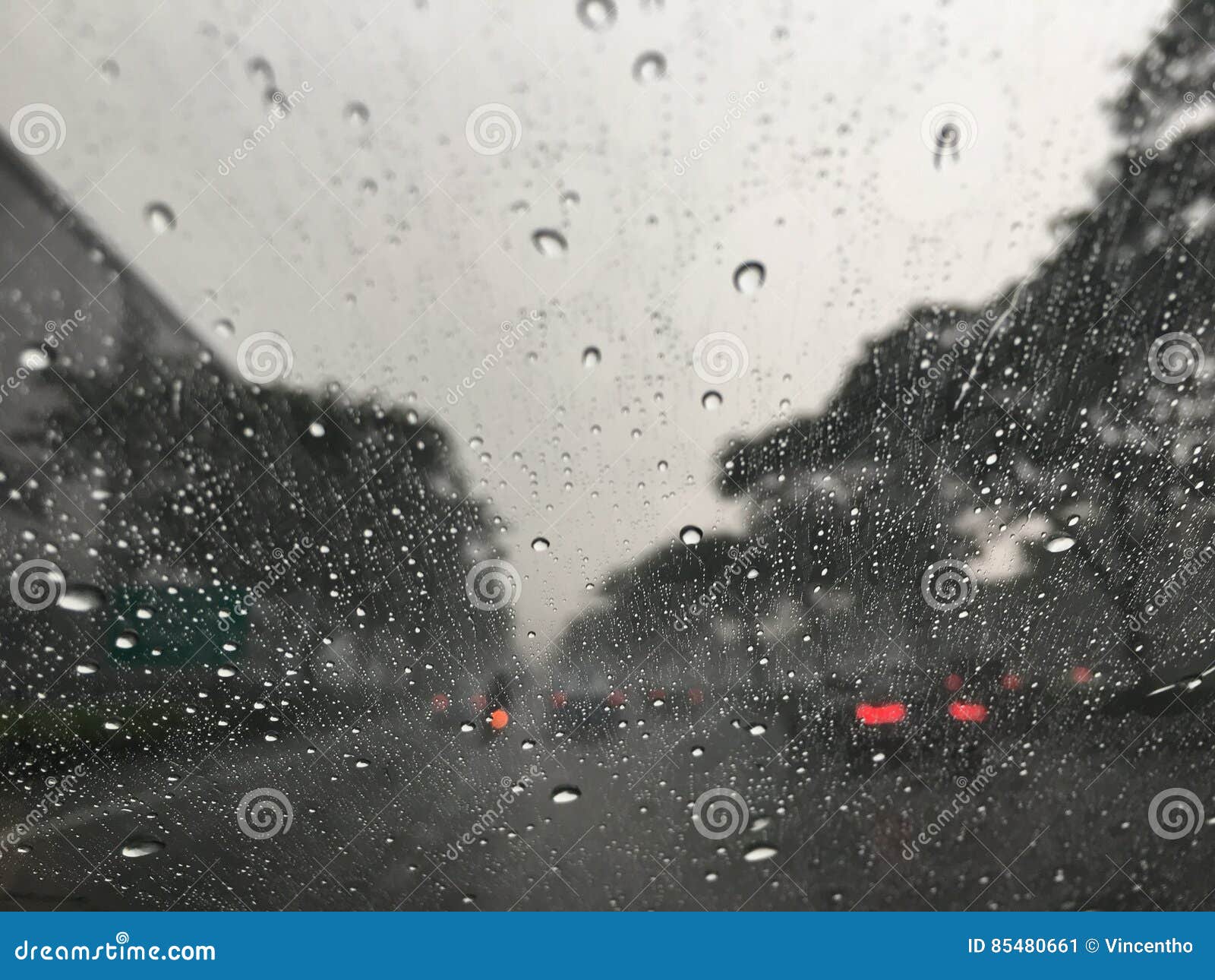 Driving in Car Heavy Rain Traffic Stock Image - Image of traffic, road ...