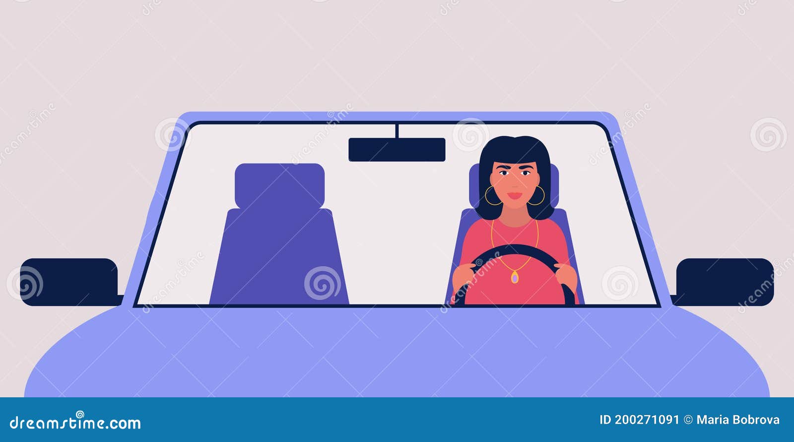 Driving a car stock vector. Illustration of person, woman - 200271091