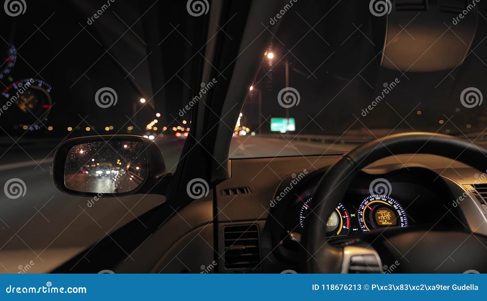 Driving a car at night stock video. Video of commuter - 118676213