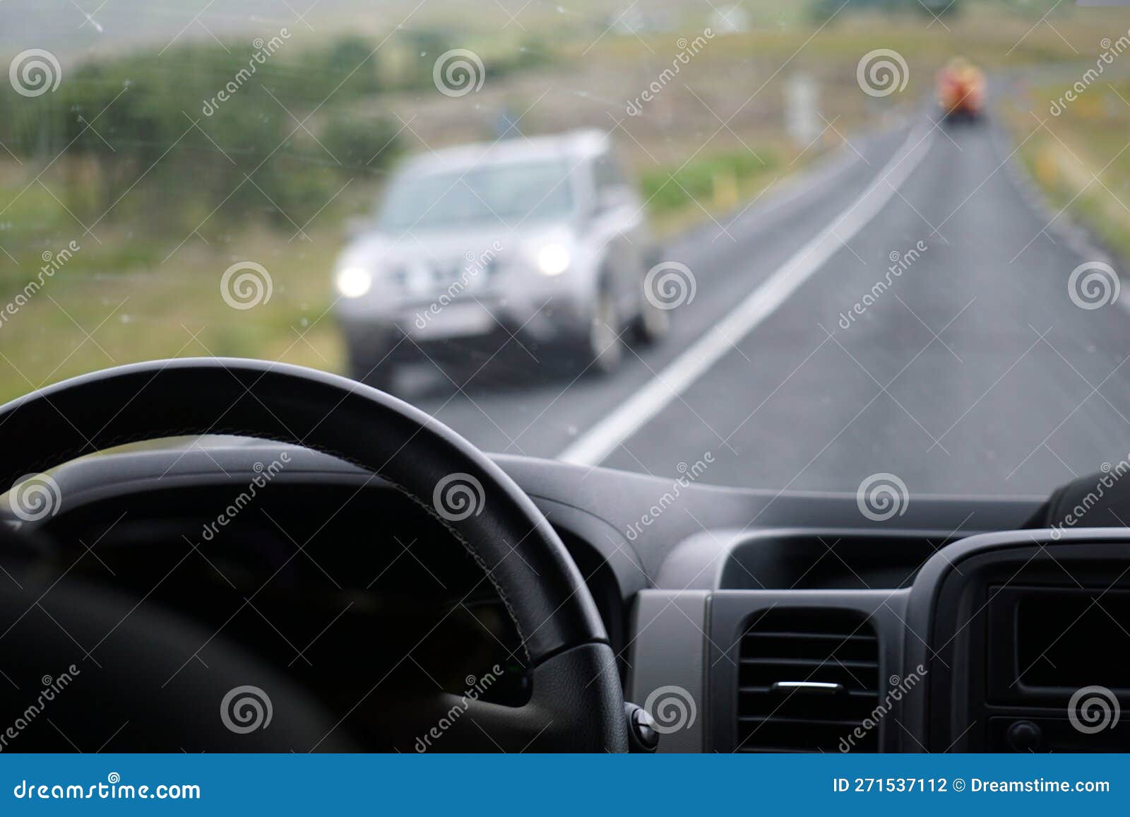 Driving a Car - Perspective of a Driver - Bokeh Effect Stock Photo ...