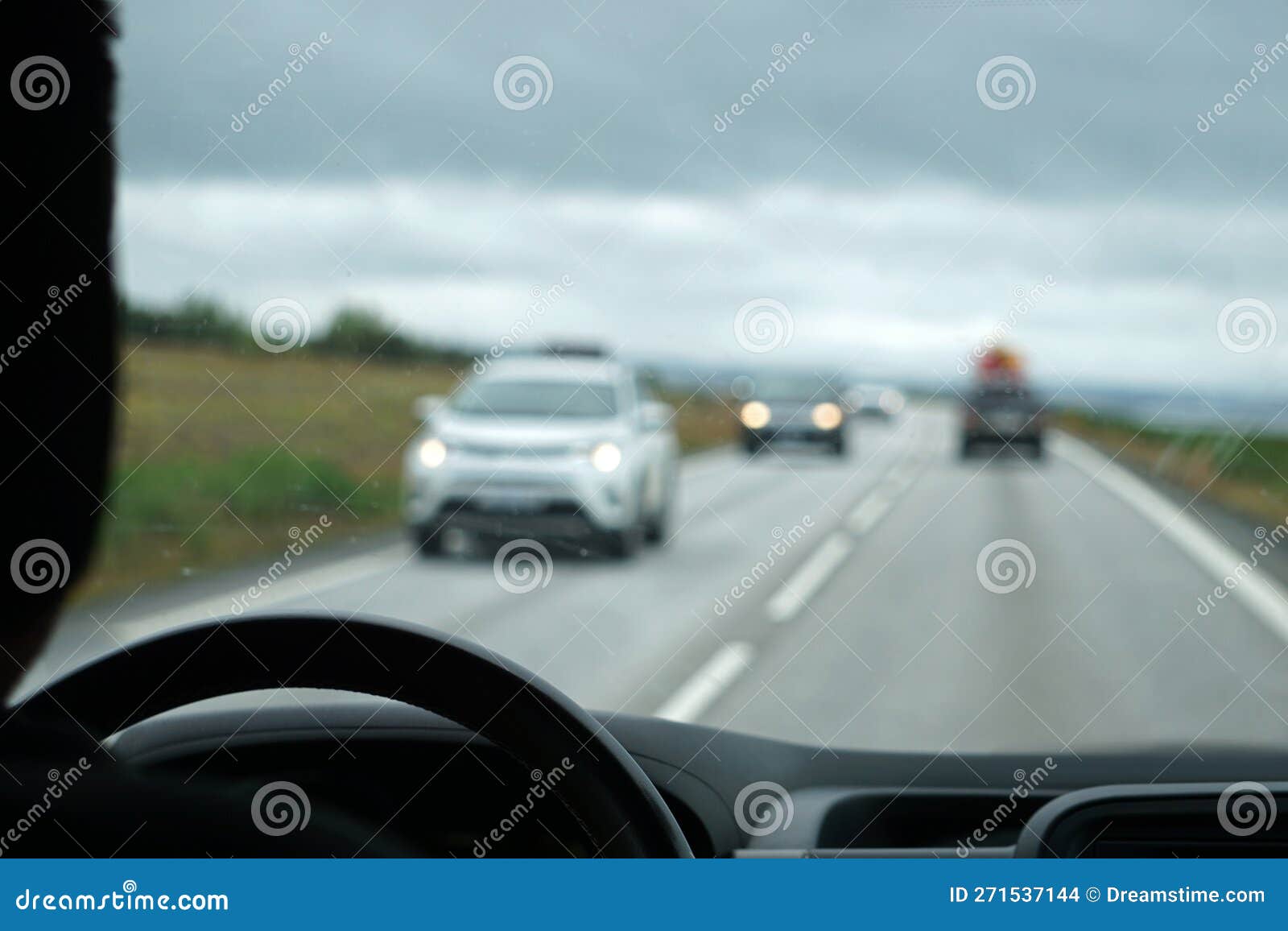 Driving a Car - Perspective of a Driver - Bokeh Effect Stock Photo ...