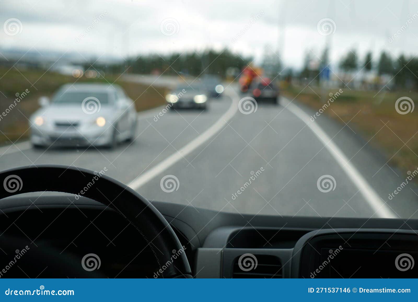 Driving a Car - Perspective of a Driver - Bokeh Effect Stock Photo ...