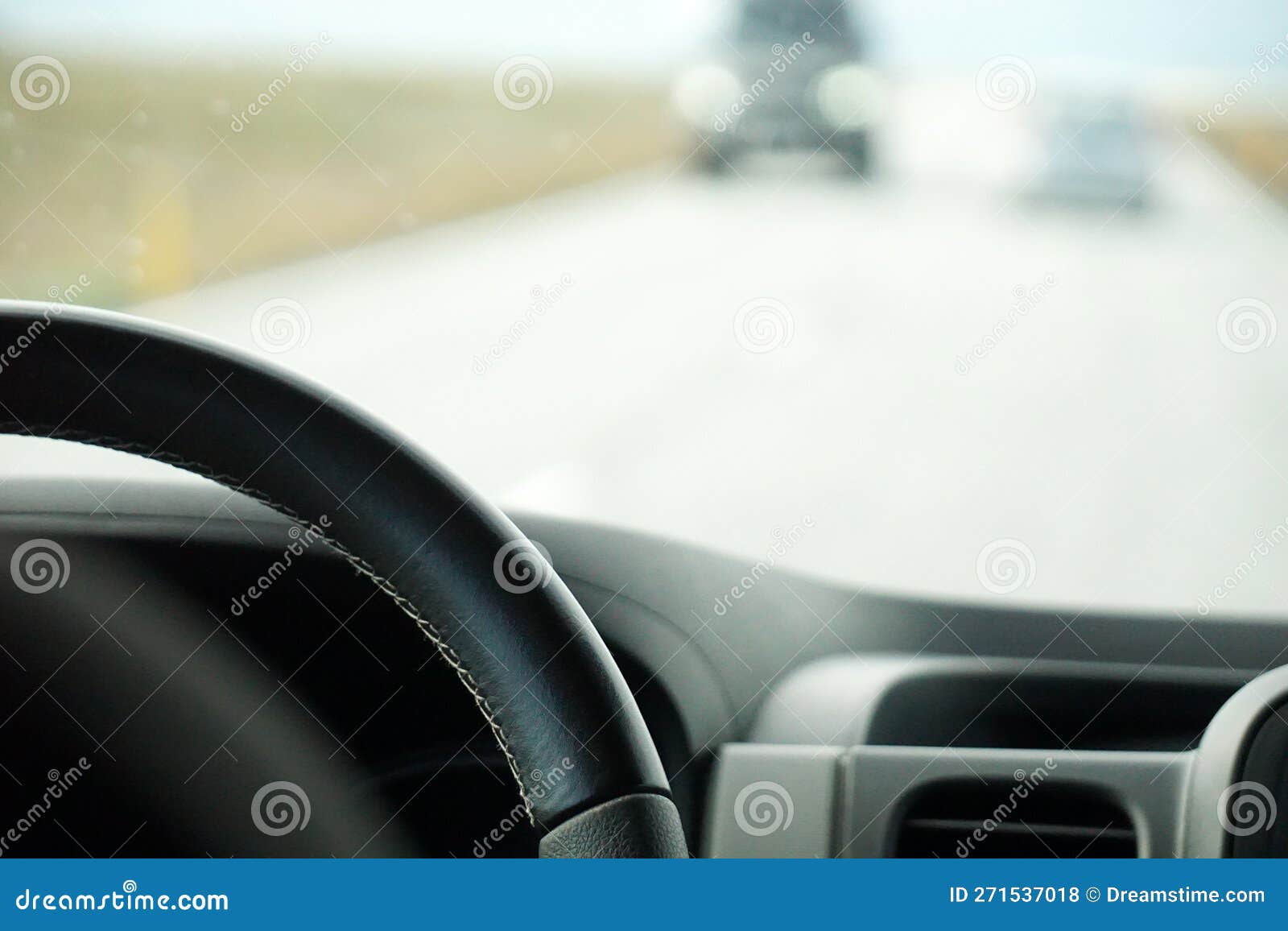 Driving a Car - Perspective of a Driver - Bokeh Effect Stock Photo ...