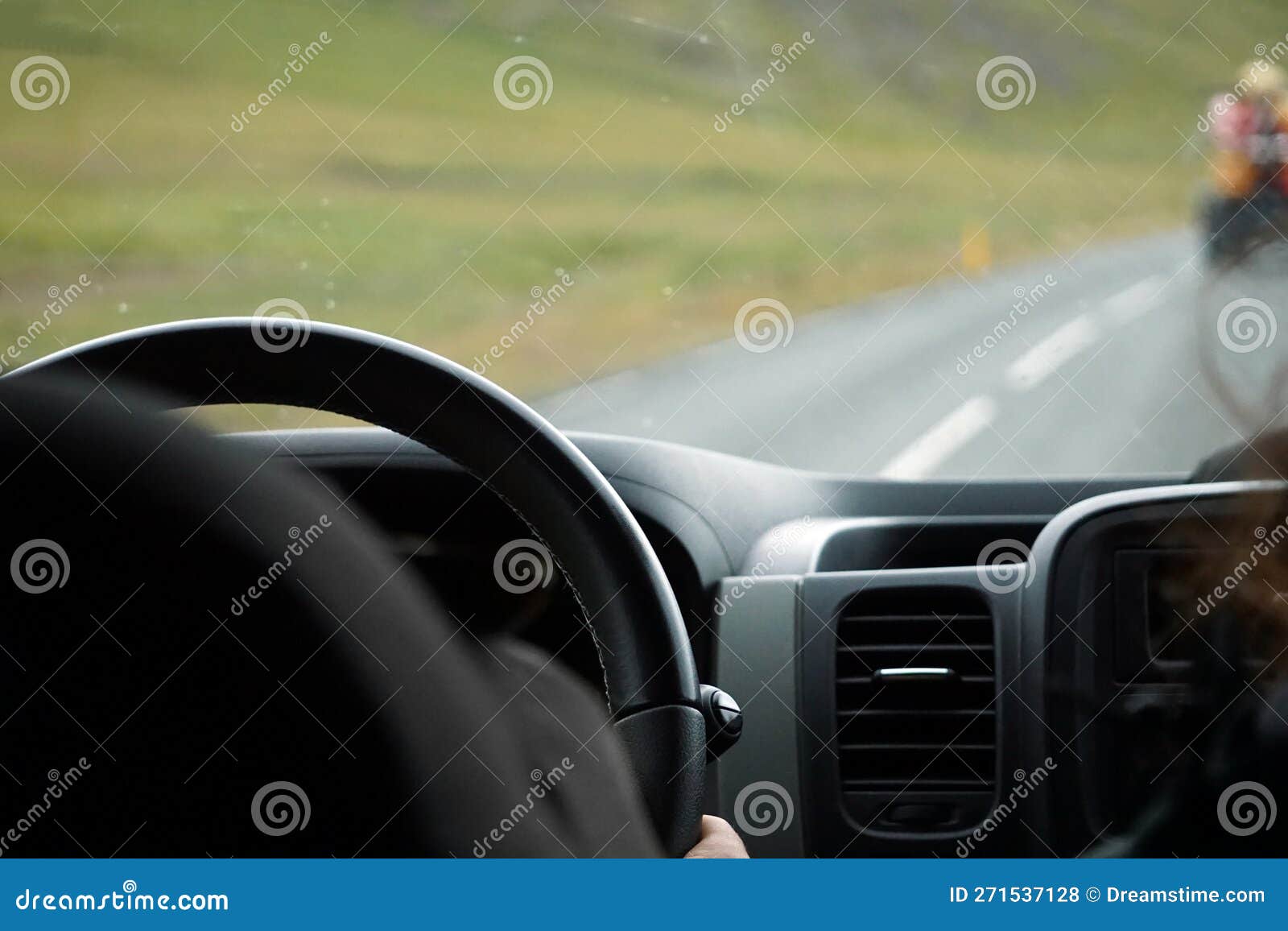Driving a Car - Perspective of a Driver - Bokeh Effect Stock Photo ...