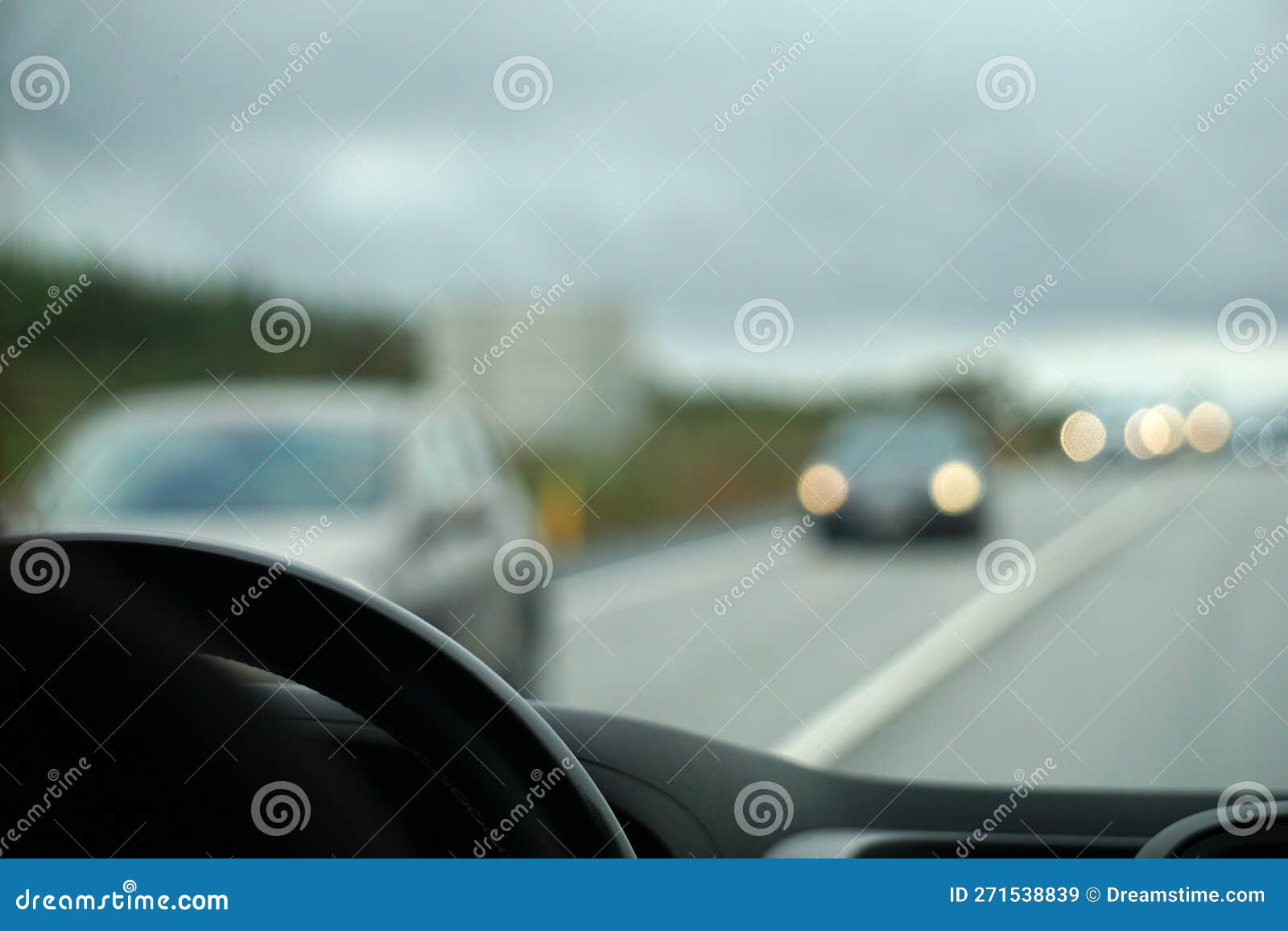 Driving a Car - Perspective of a Driver - Bokeh Effect Stock Image ...