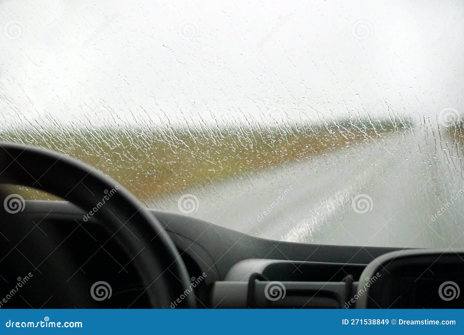 Driving a Car in Rain - Perspective of a Driver Stock Image - Image of ...