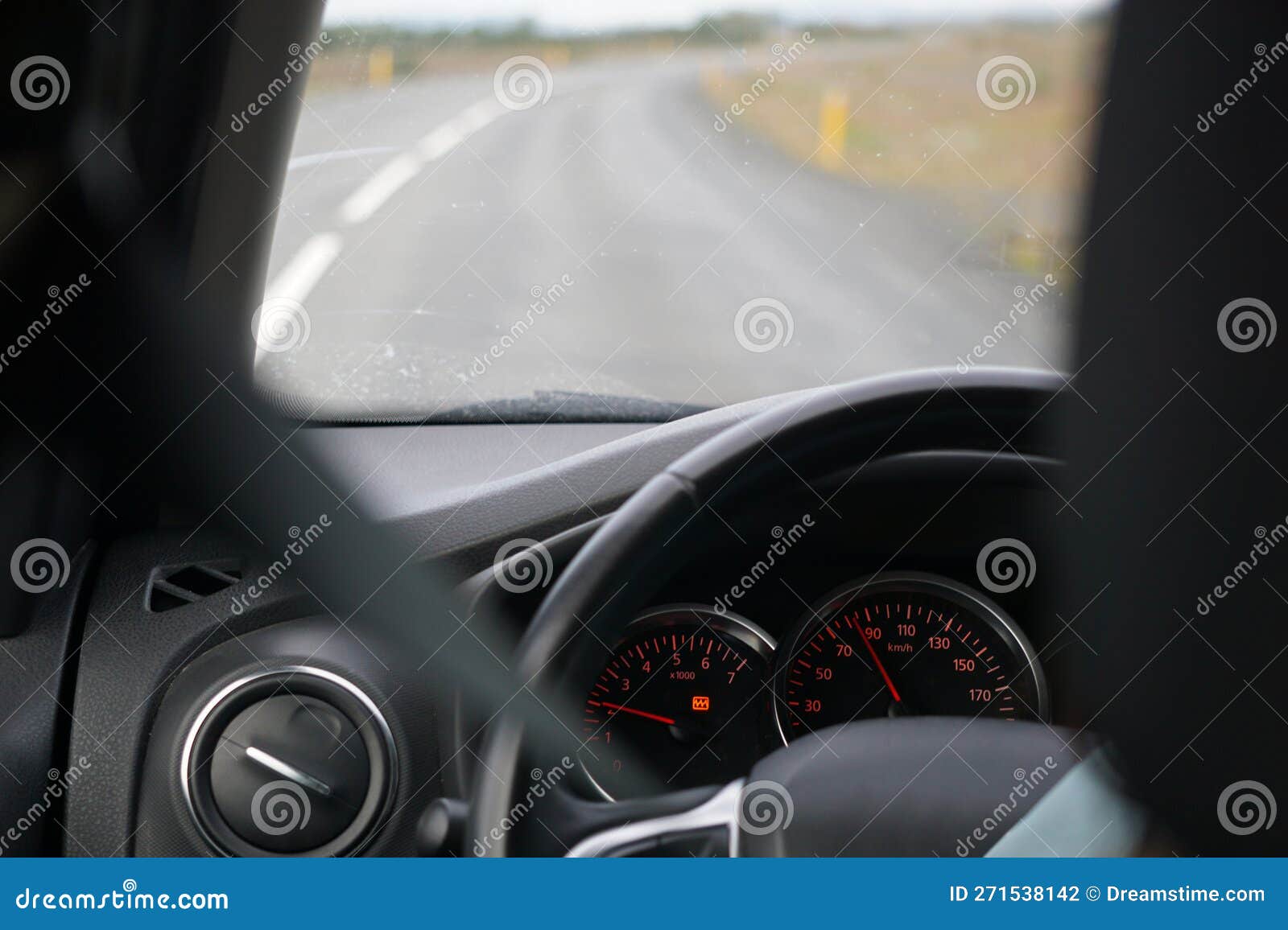 Driving a Car - Perspective of a Driver and View on Speedometer Stock ...