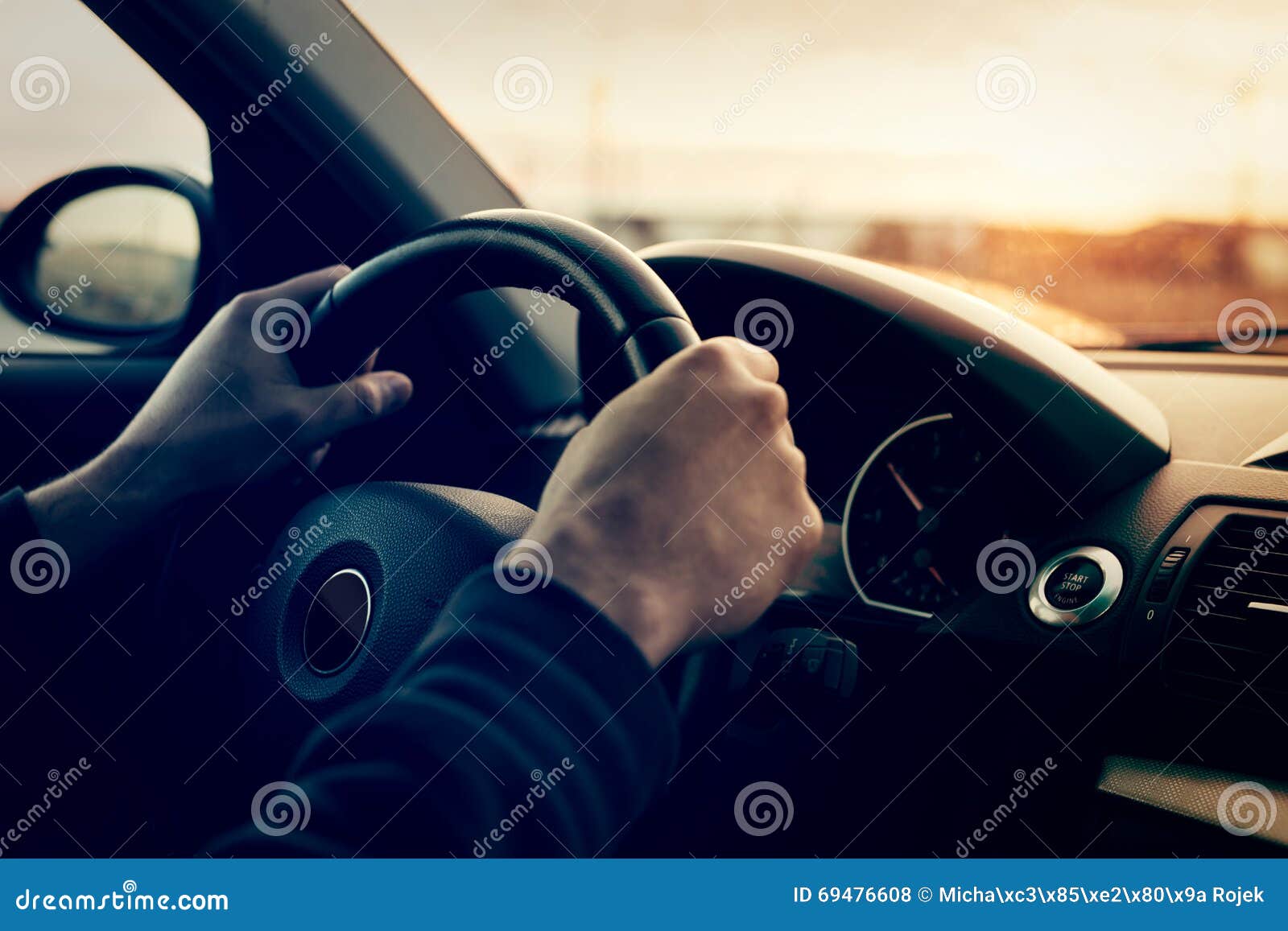 Driving a Car at Sunset - Focus on Speedometer Stock Photo - Image of ...