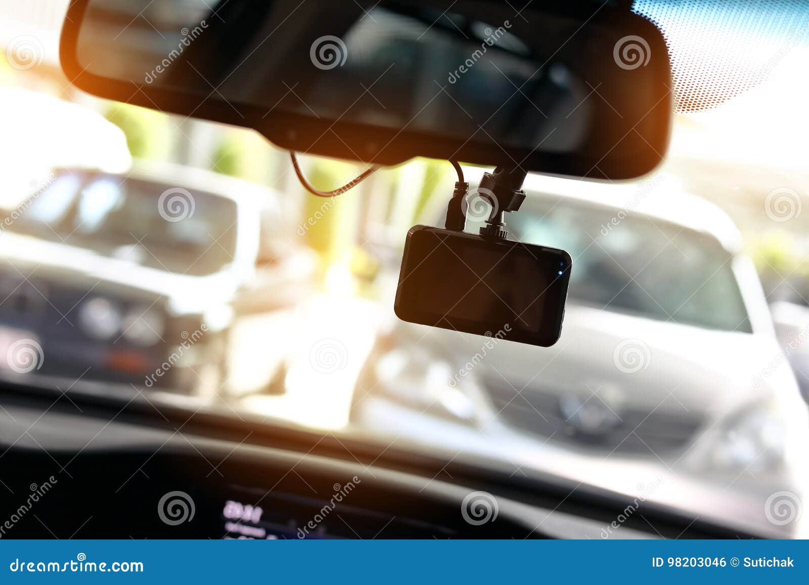 Driving Car with Video Camera Record Technology Stock Photo - Image of ...