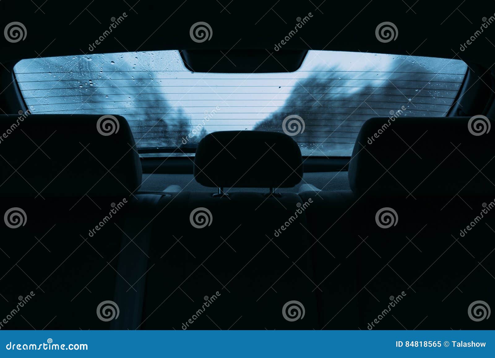 Driving a Car in the View the Rear Window Stock Image - Image of mirror ...