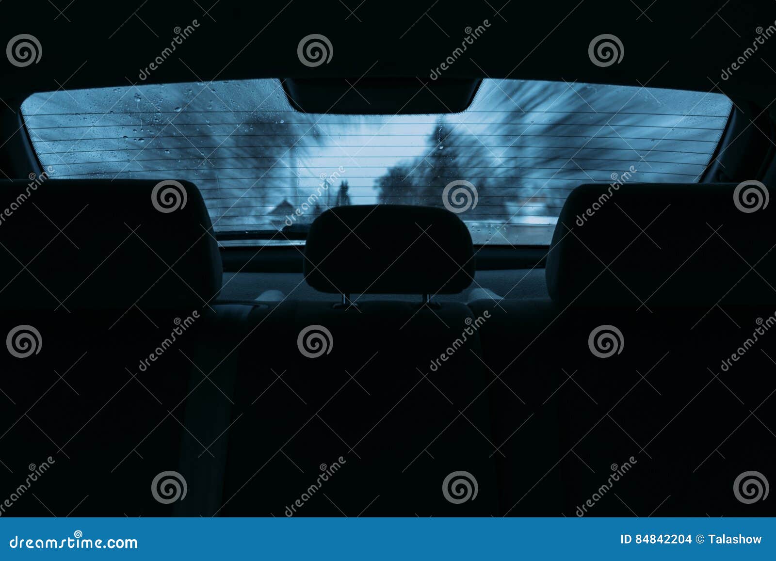 Driving a Car in the View the Rear Window Stock Photo - Image of side ...