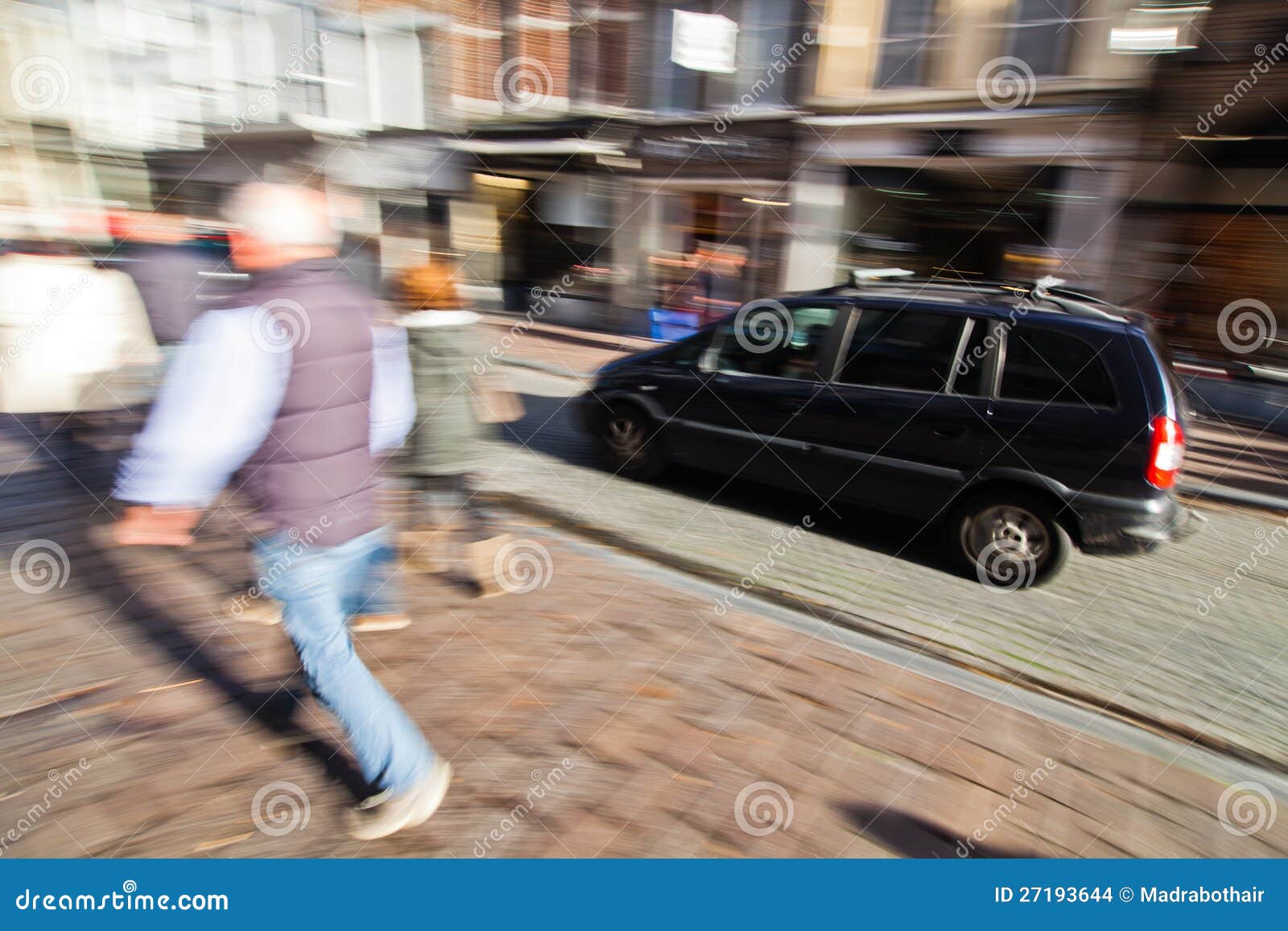 Driving Car and Walking People in the City Stock Photo - Image of ...