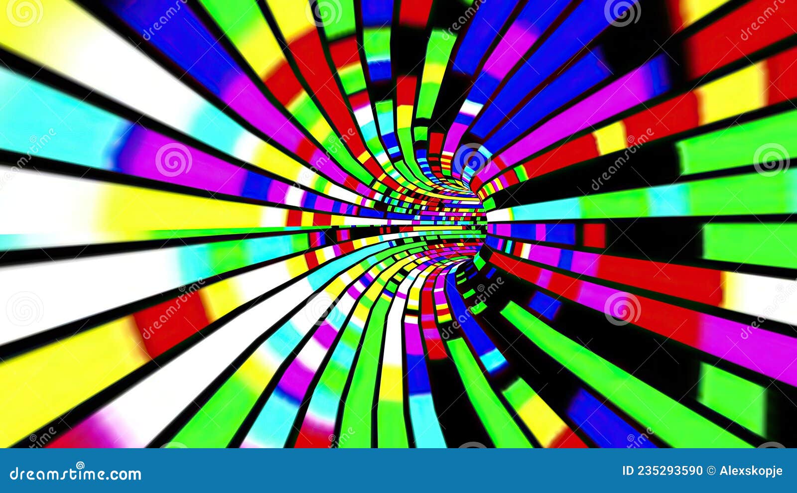 Driving through the Colorful Light Rays Tunnel Stock Illustration ...