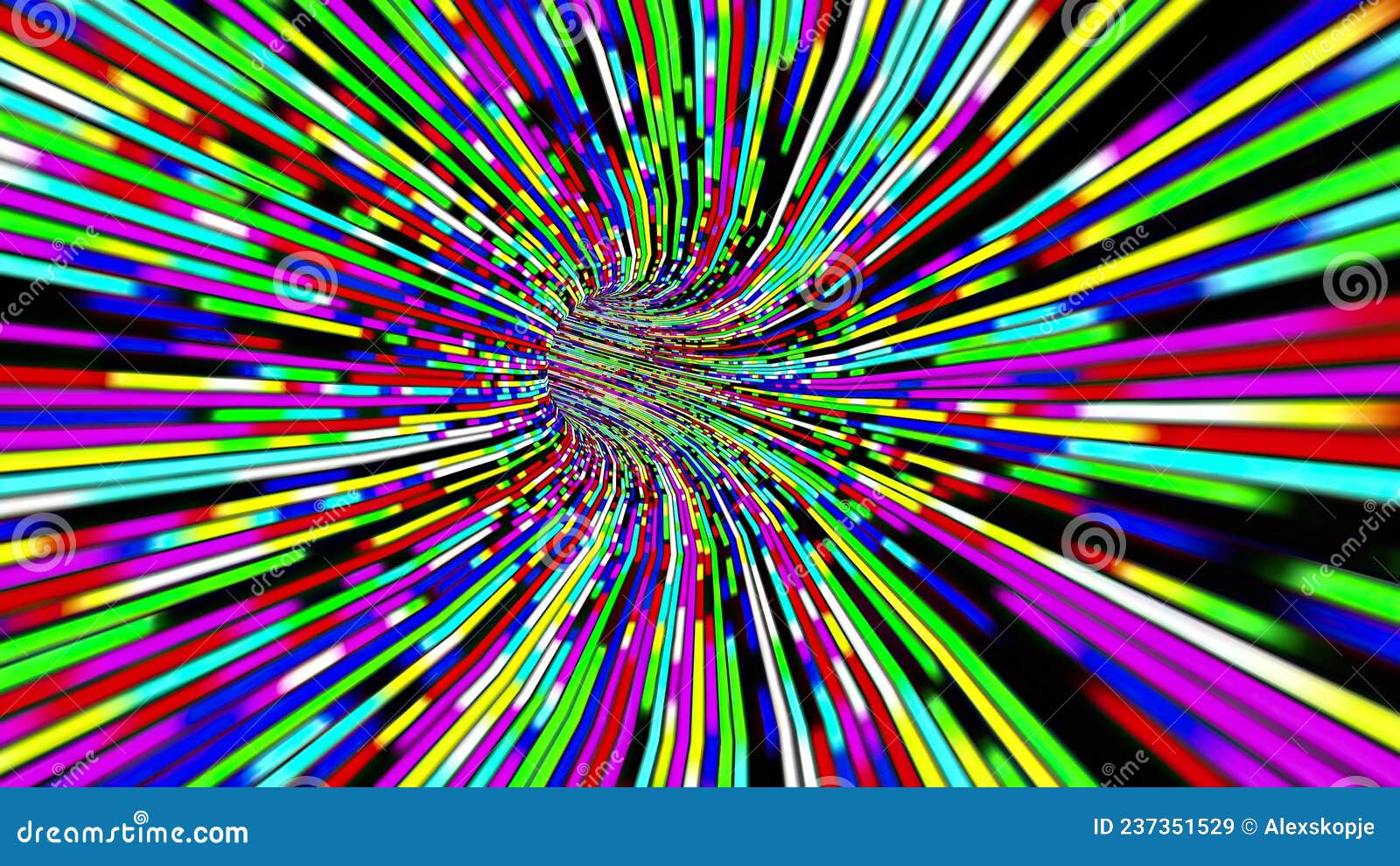 Driving through the Colorful Light Rays Tunnel Stock Illustration ...