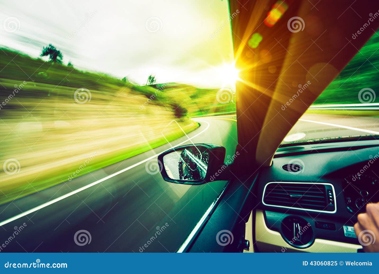 Driving Road Bends Road Sign That Indicates The Curve Royalty-Free ...