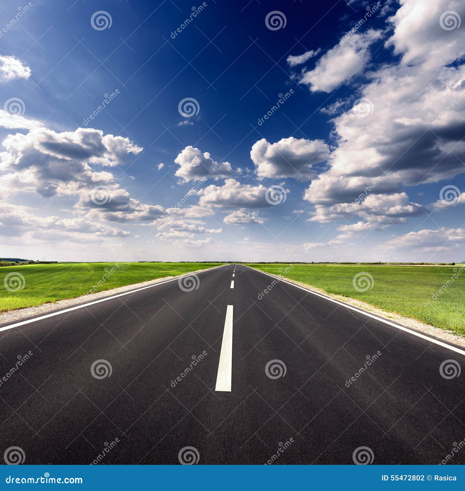 Driving on Empty Asphalt Road at Idyllic Sunny Day Stock Photo - Image ...