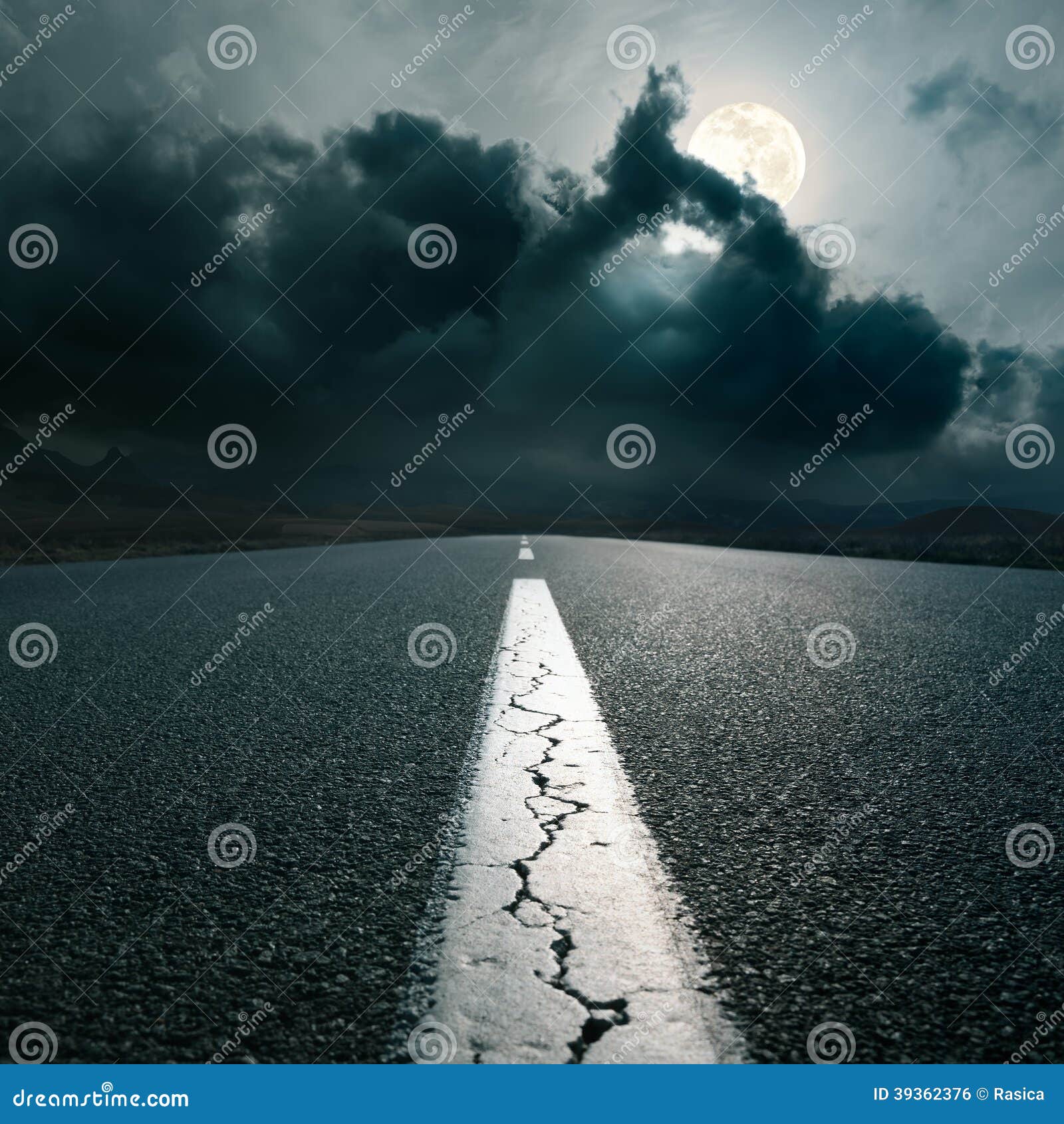 Driving on an Empty Asphalt Road at Night Stock Photo - Image of ...
