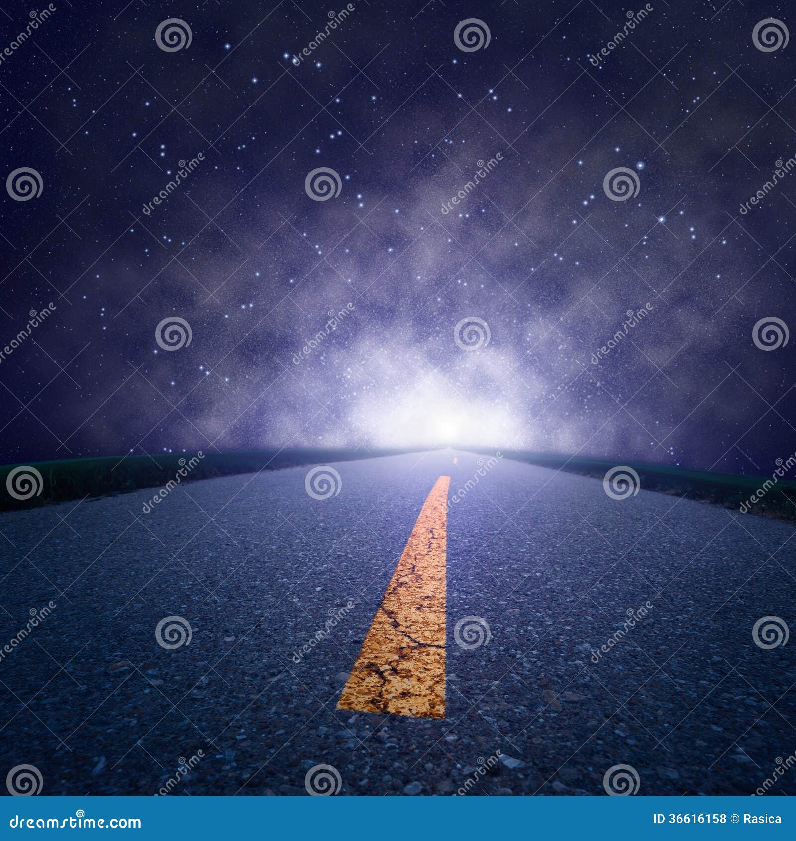Driving on an Empty Road at Night Stock Photo - Image of asphalt, back ...
