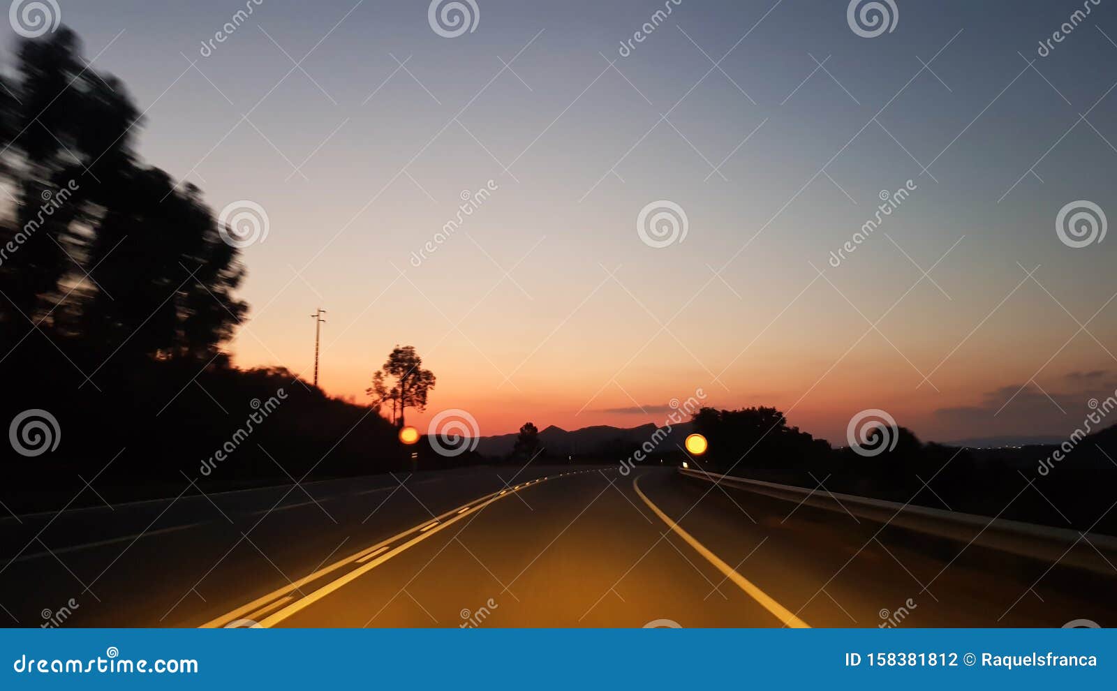 Driving on Empty Road at Sunset Stock Photo - Image of sunrise, curve ...
