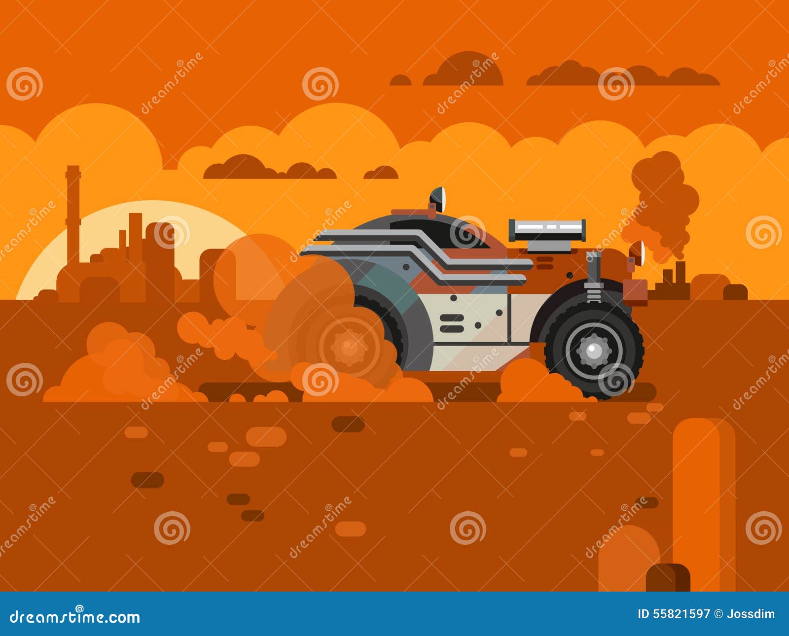 Driving Fast Retro Car through Desert Stock Vector - Illustration of ...