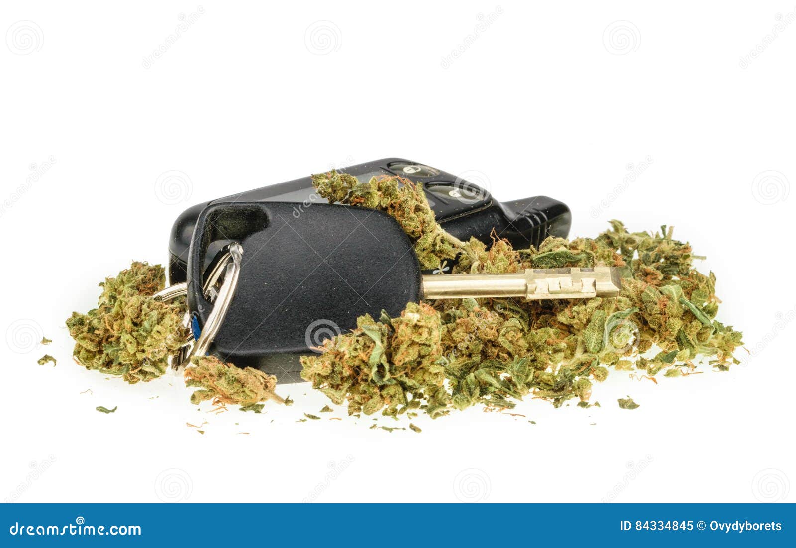 Driving High, Marijuana and Car Key Isolated on White Stock Image ...