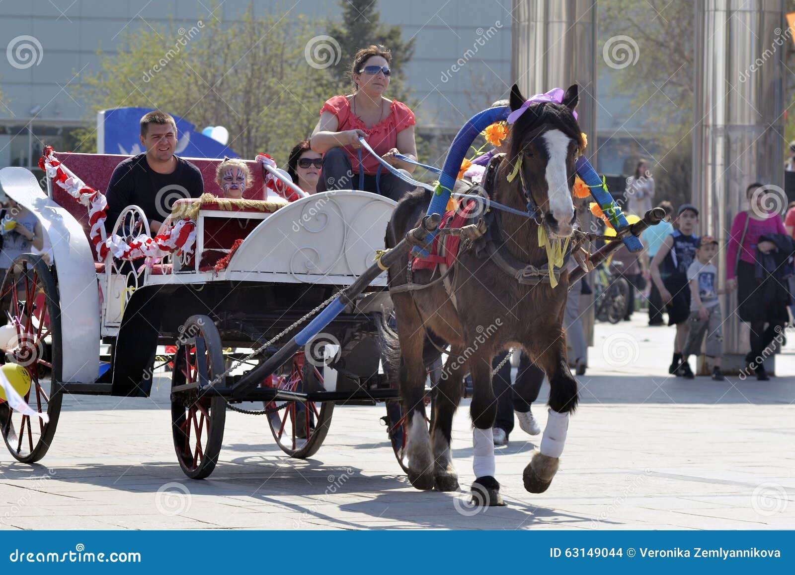 Driving on Horses in City Park Editorial Stock Image - Image of horse ...