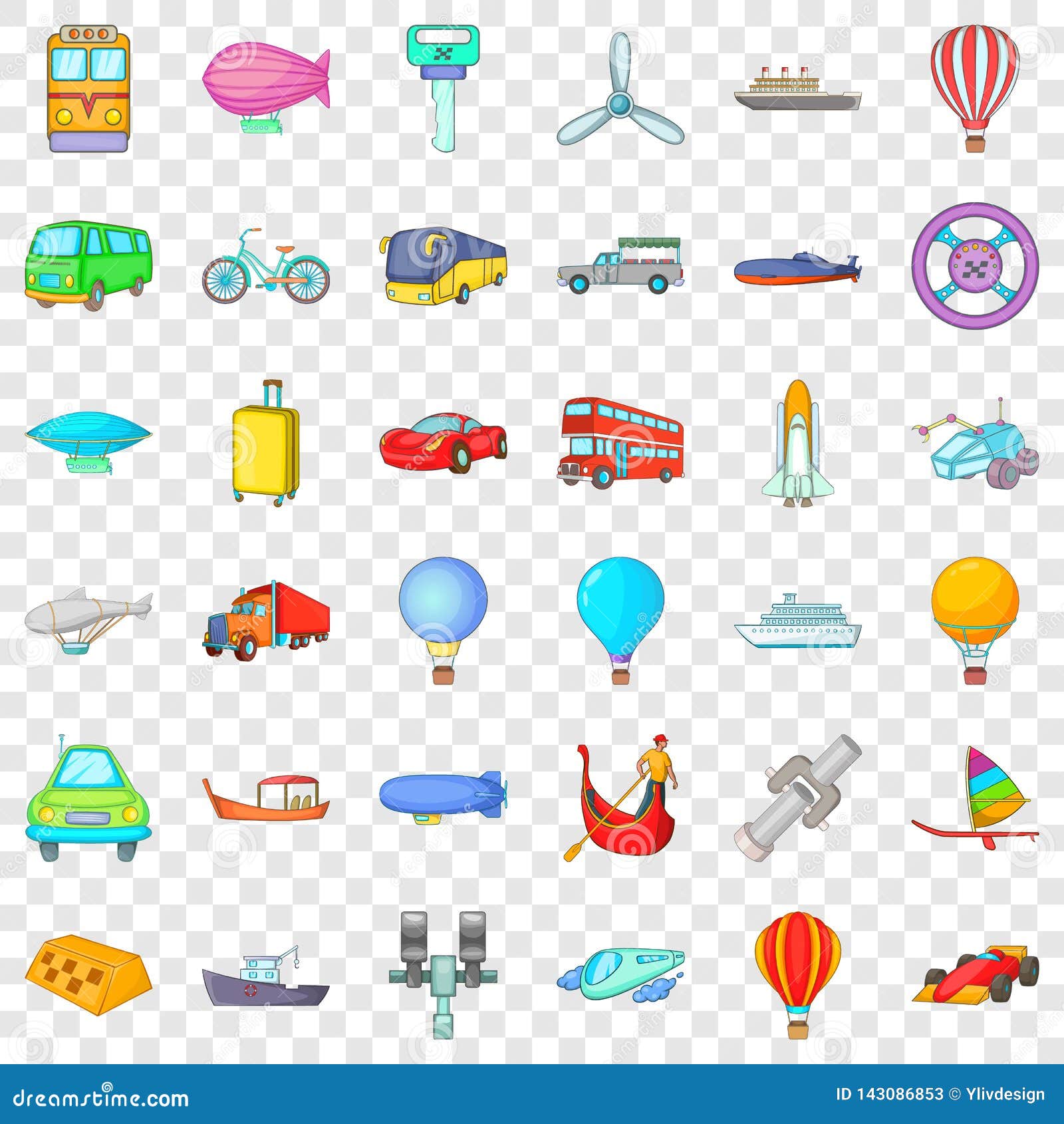 Driving Icons Set, Cartoon Style Stock Vector - Illustration of balloon ...