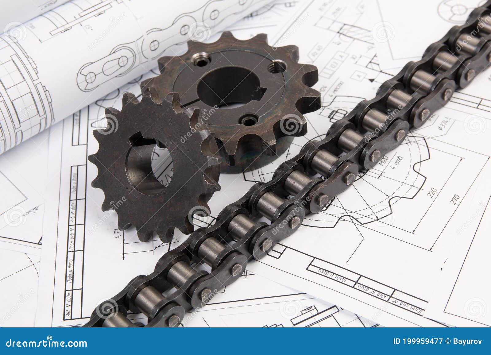 Driving Industrial Roller Chain and Sprocket Stock Image - Image of ...