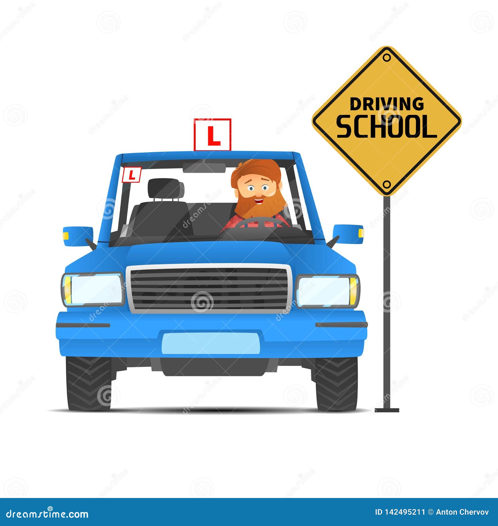 Driving Instructor. Driving Courses Template Design Stock Vector ...