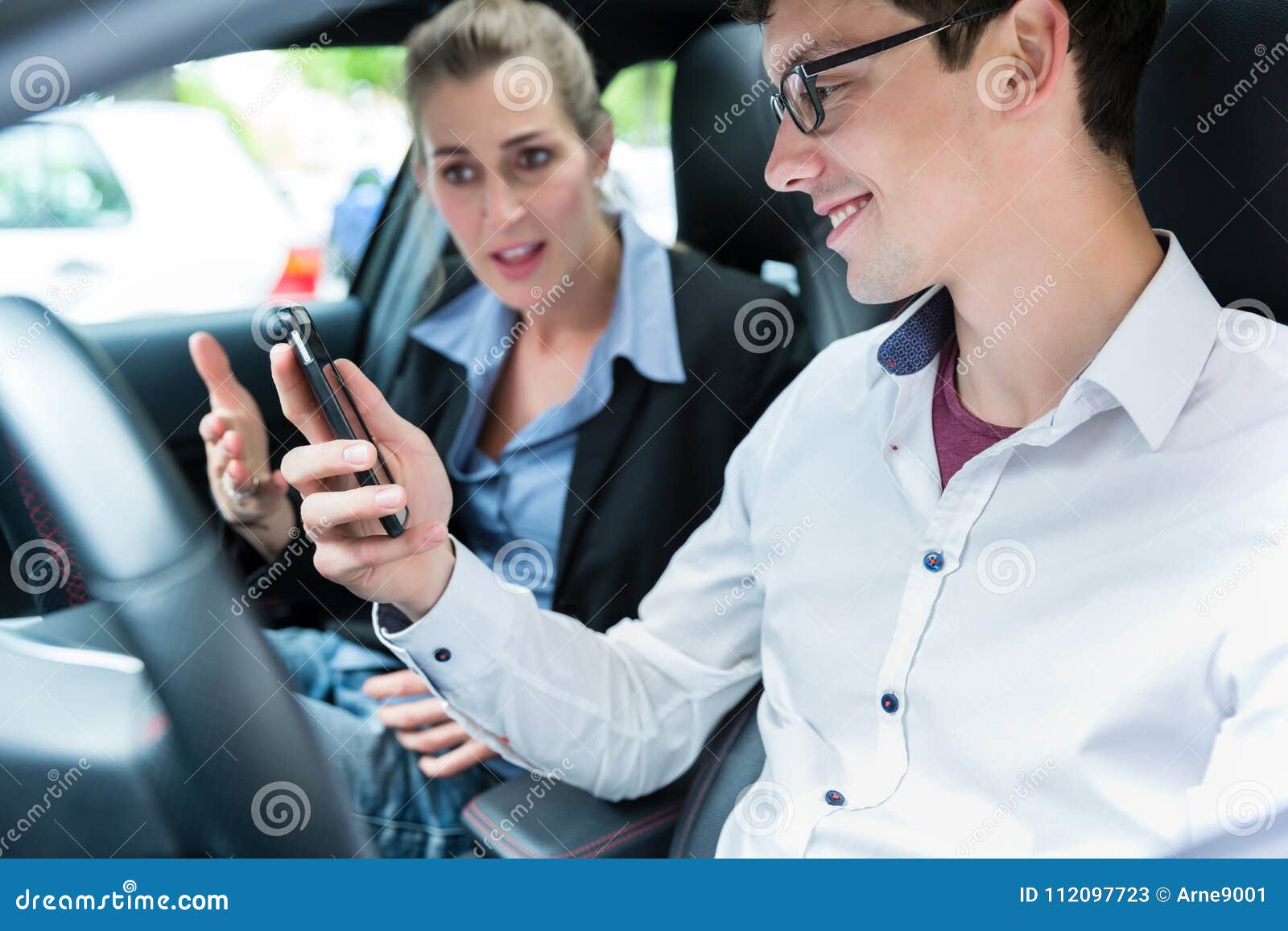 Driving Instructor with Student in Car Stock Image - Image of lessons ...