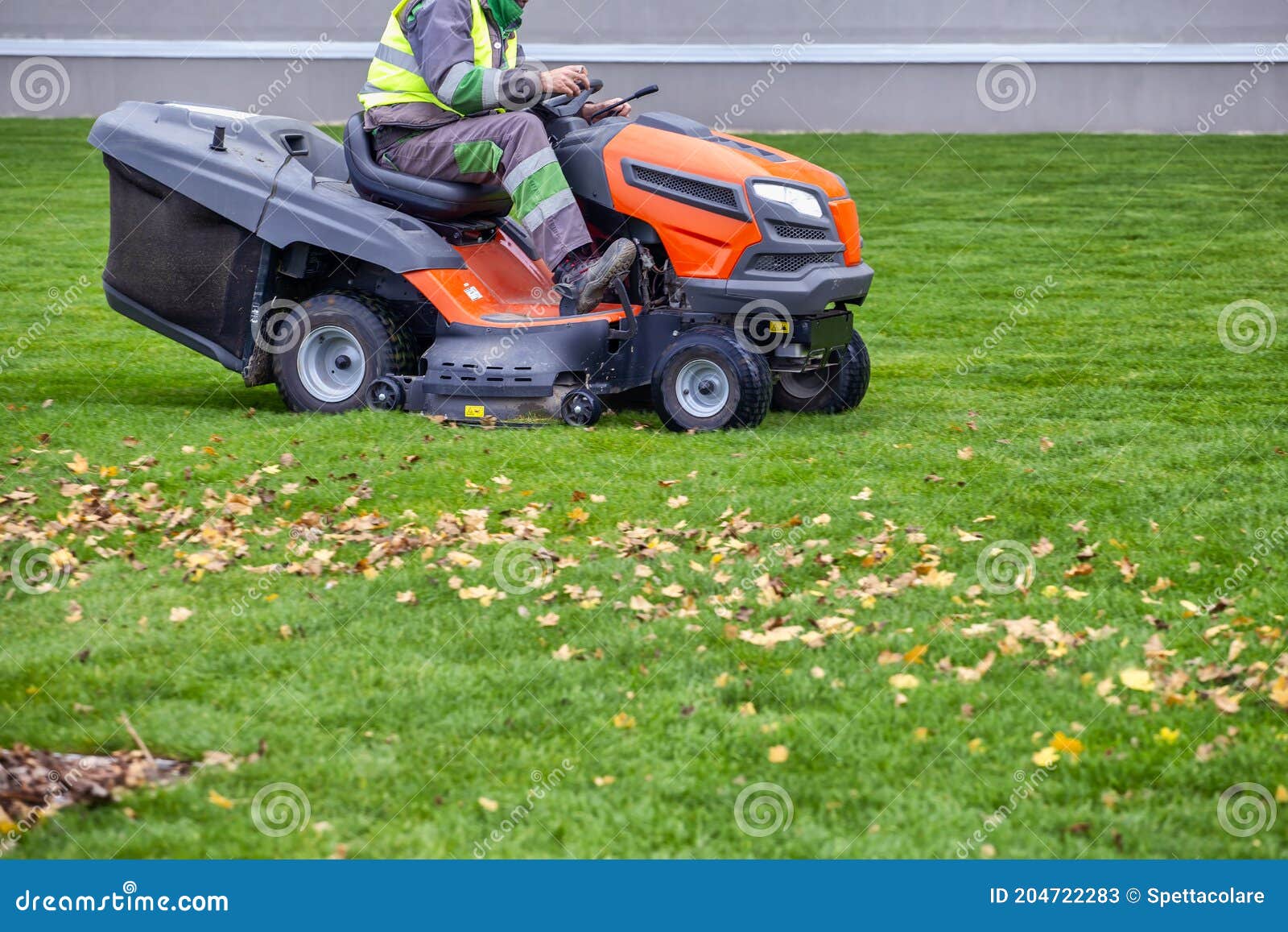Driving lawn tractor mower stock image. Image of grass - 204722283