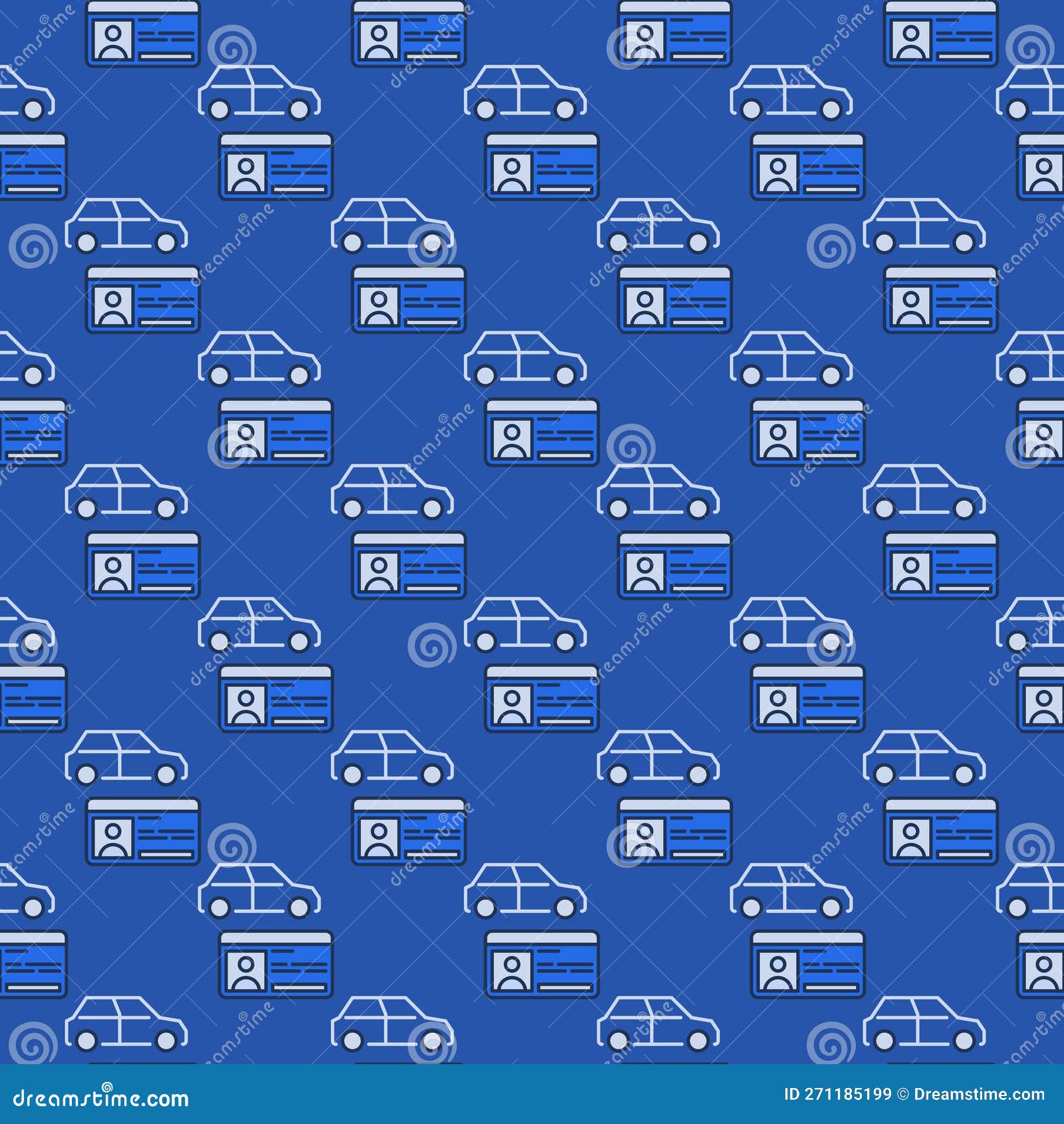 Driving License and Car Vector Driver ID Blue Seamless Pattern Stock ...