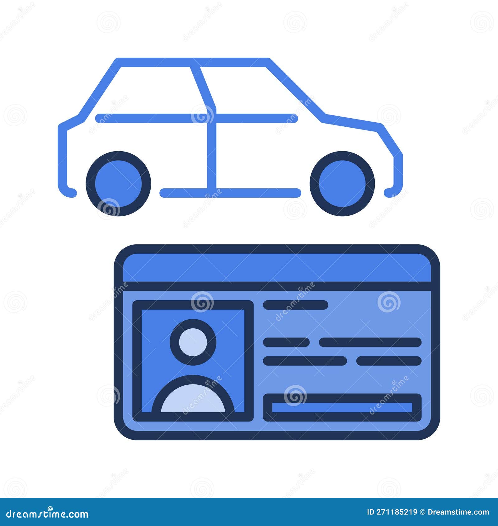 Driving License and Car Vector Driver ID Concept Blue Icon Stock Vector ...