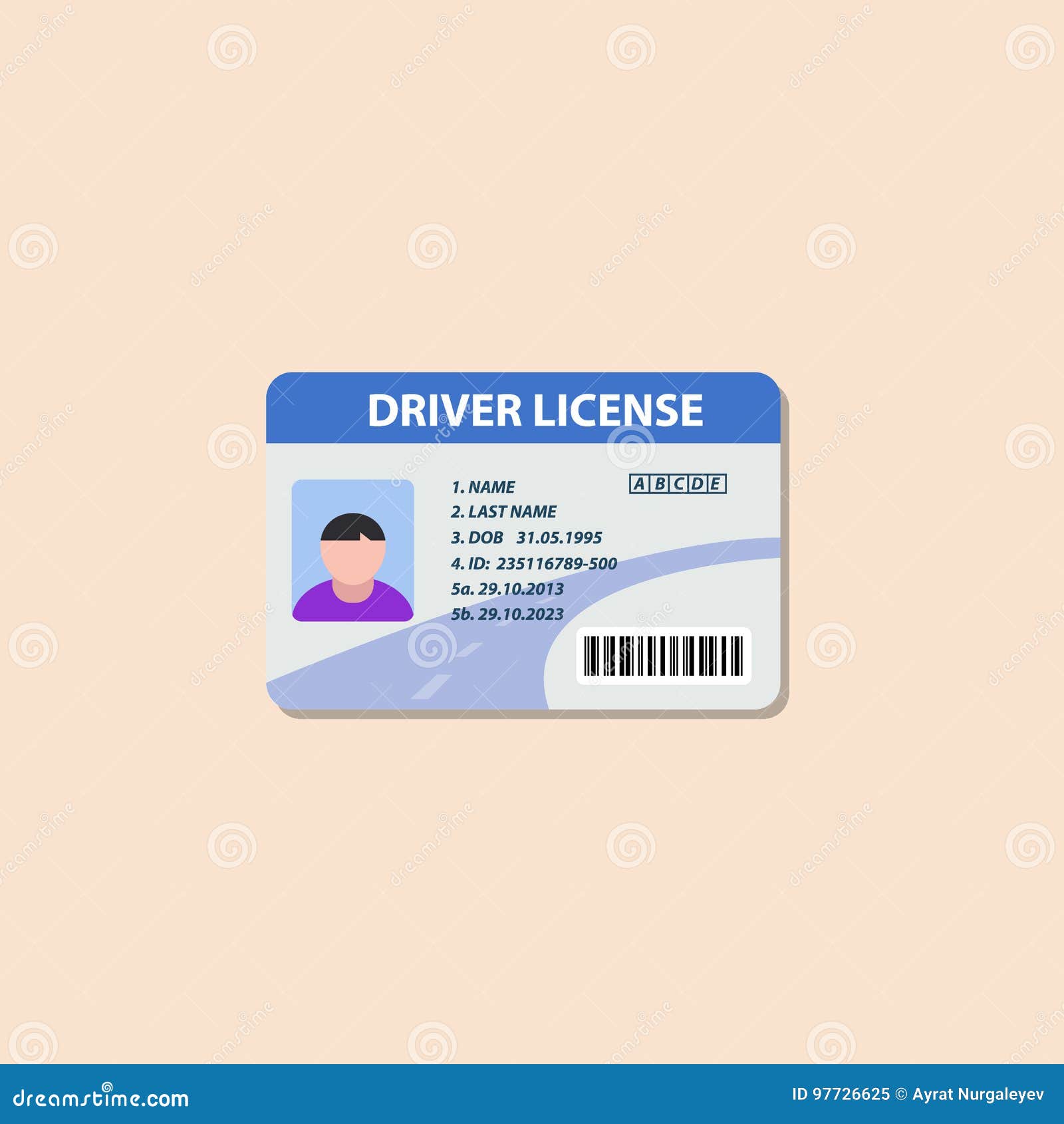 Driving license flat icon stock vector. Illustration of icon - 97726625