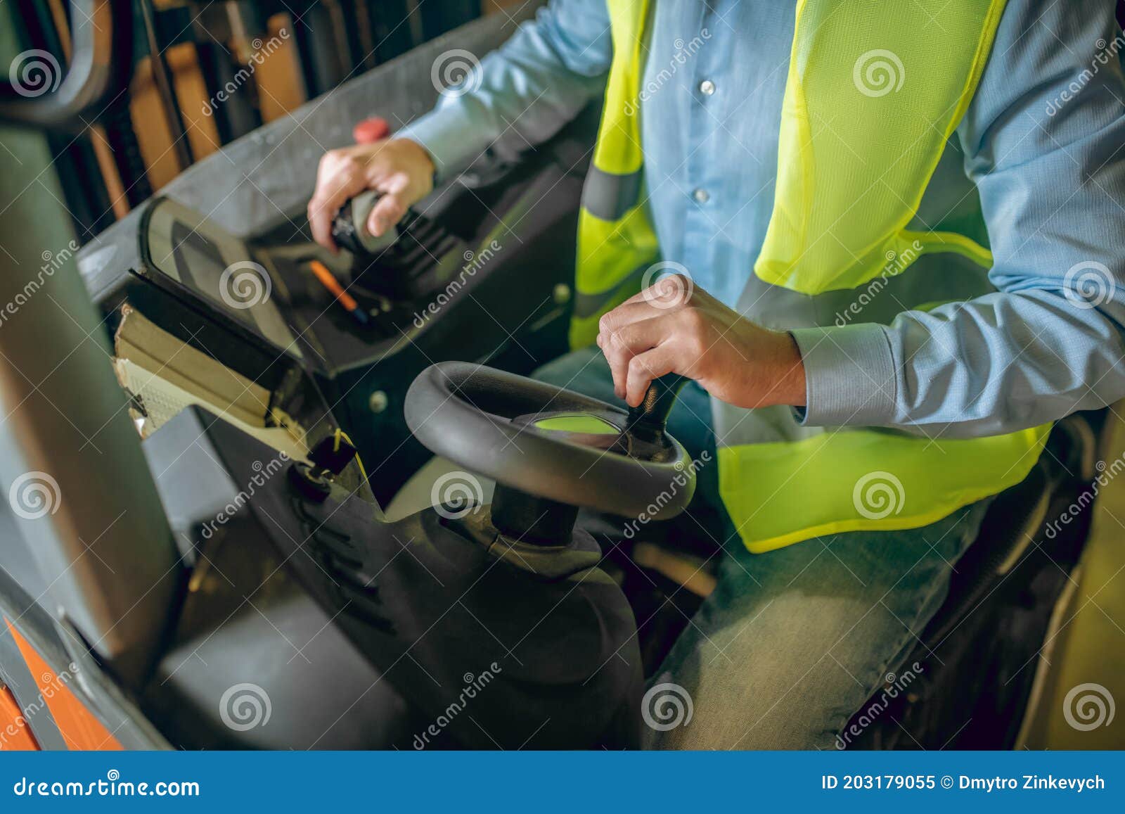 Close Up Picture of Amn Sitting in the Loader Stock Image - Image of ...