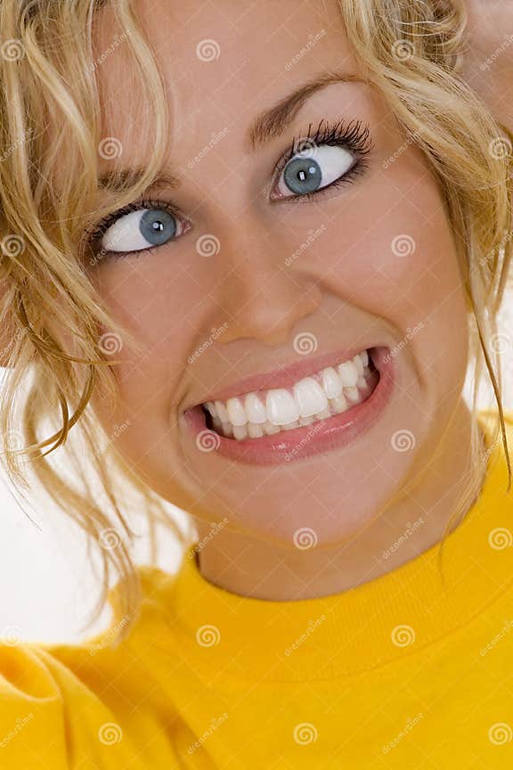 Beautiful Woman Girl Looking Crazy Cross Eyed Stock Image - Image of ...