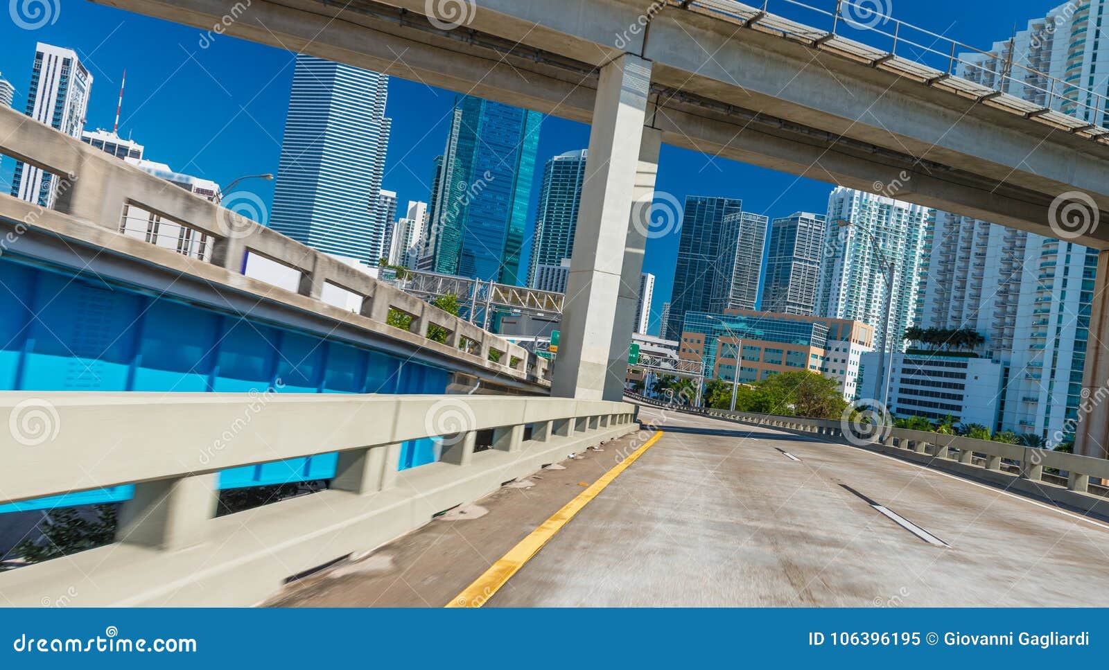 Driving through Miami on a Sunnny Day Stock Image - Image of ocean ...