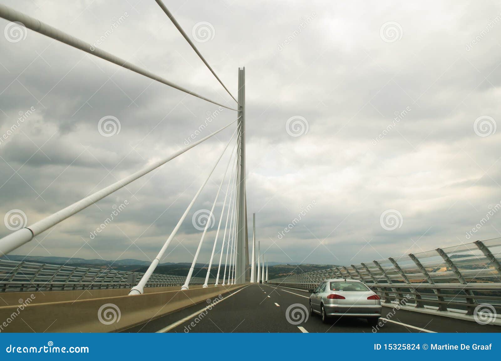 Driving the Millau Viaduct editorial stock image. Image of overcast ...