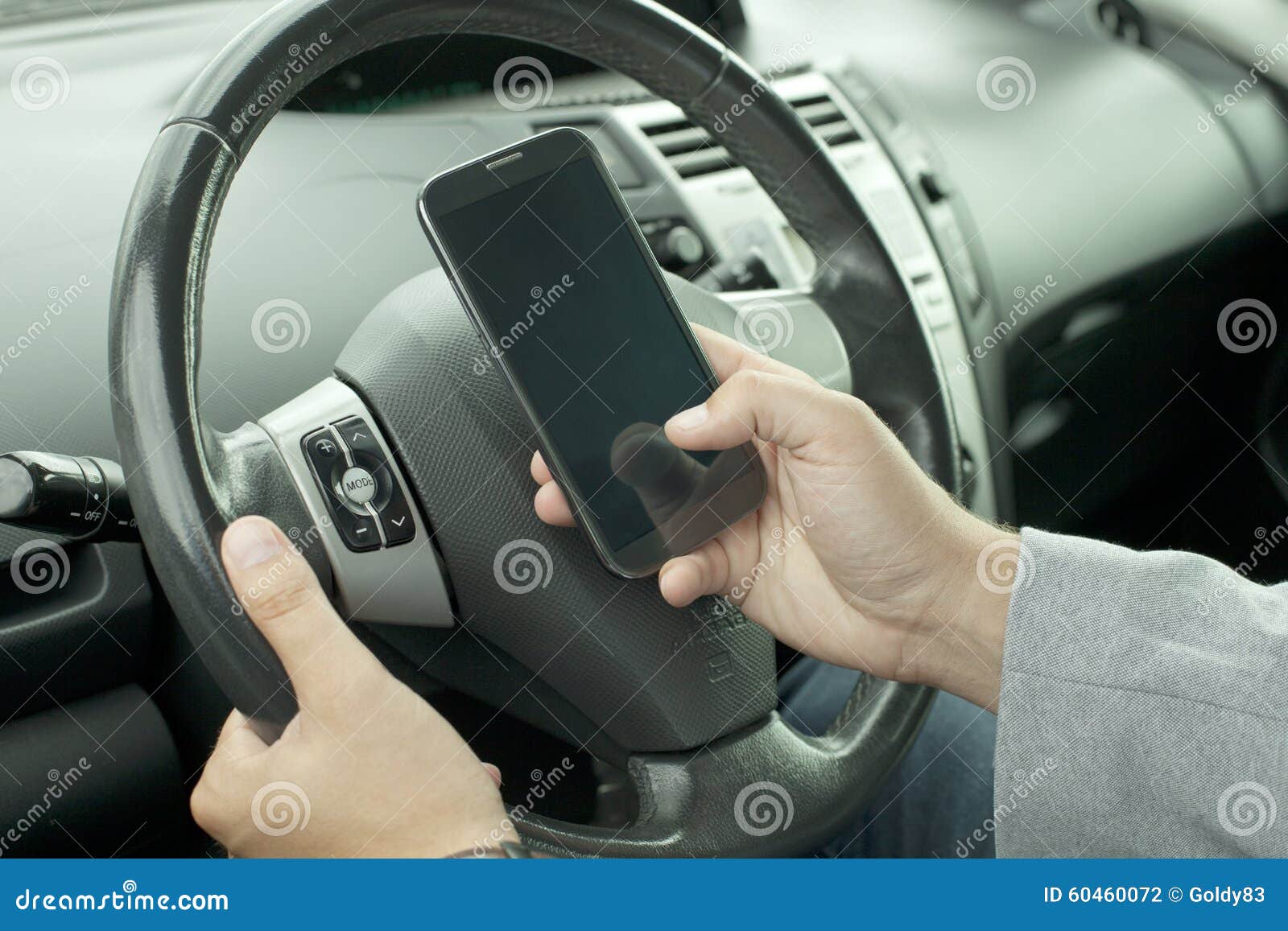 Driving with a Mobile Phone in Hand Stock Photo - Image of horizontal ...