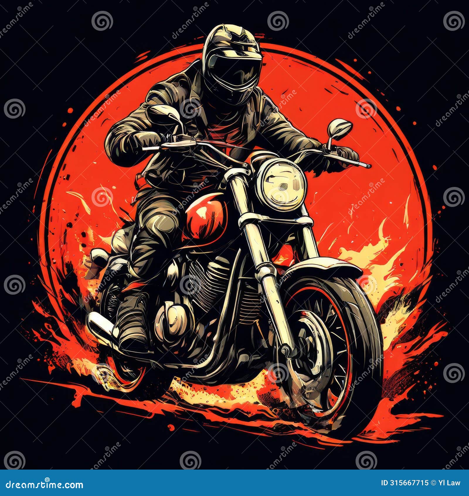 Driving a Motorcycle Rides. Vector Vintage Engraving Stock Illustration ...