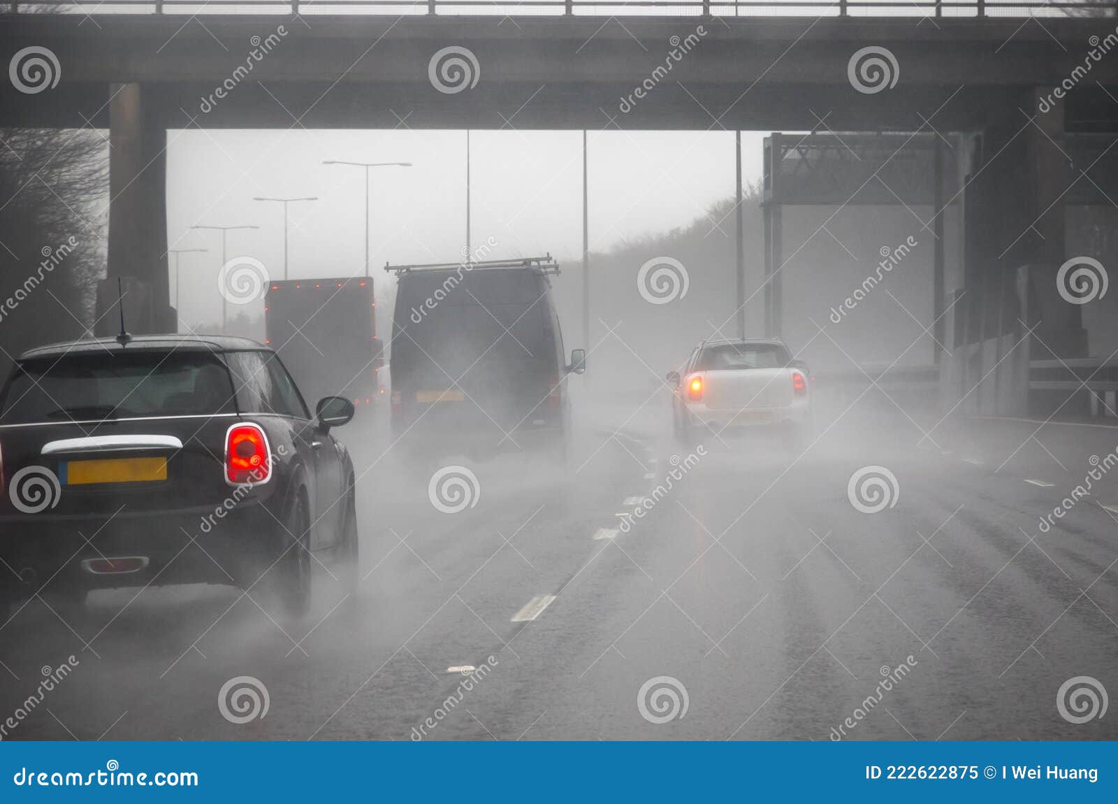 Driving on a Motorway in Adverse Weather Conditions Stock Image - Image ...