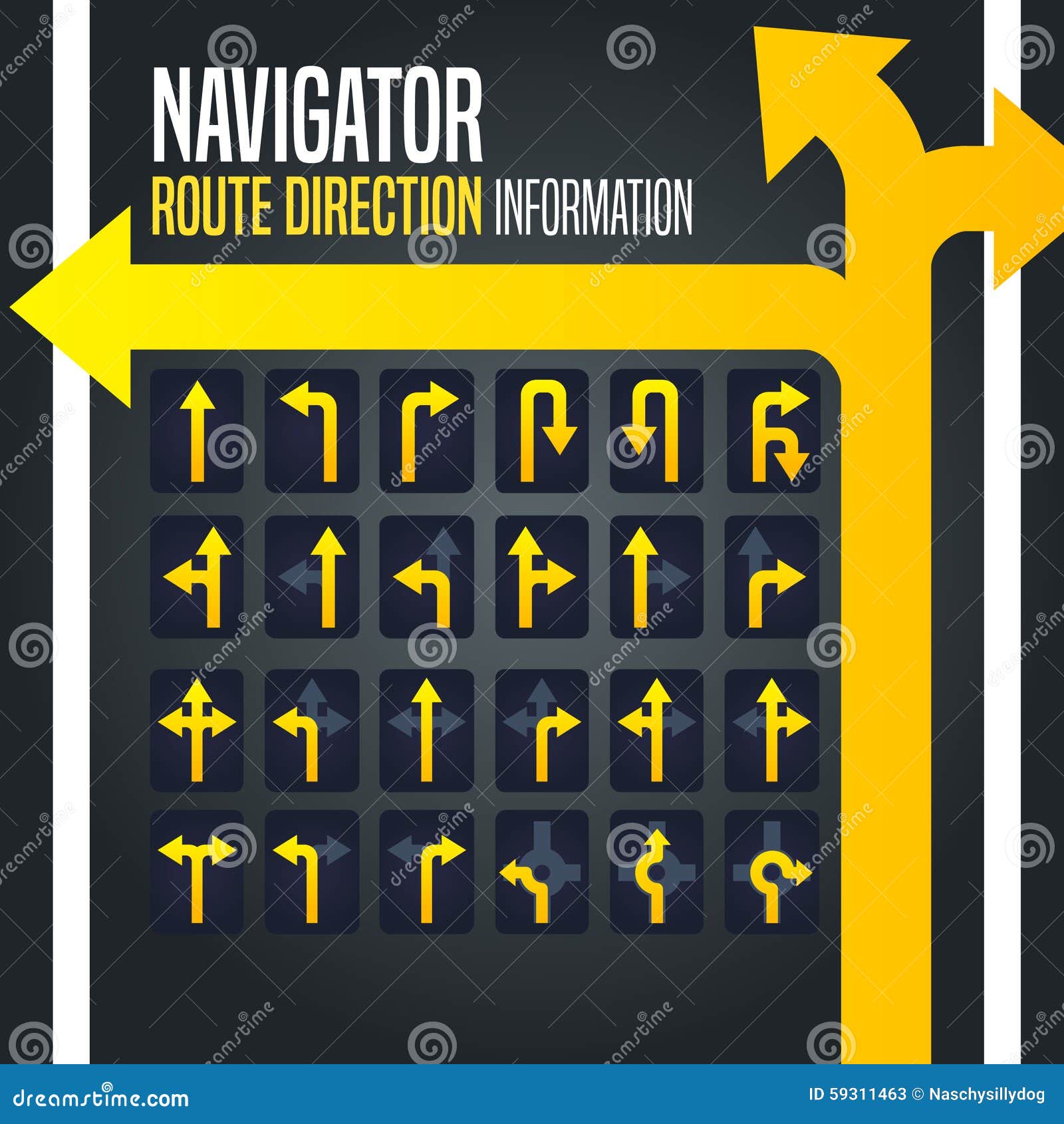 Driving Navigator Route Direction Arrow Stock Vector - Illustration of ...