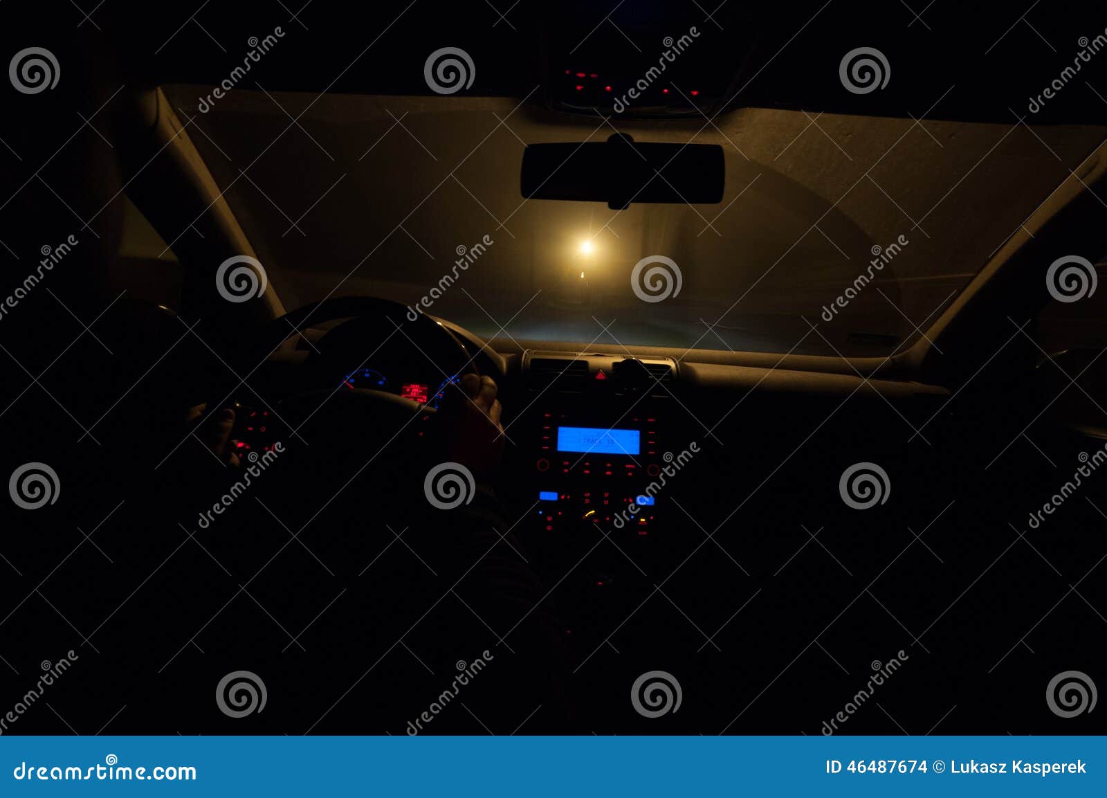 Nighttime Cockpit Of Commercial Airplane With Illuminated Control Panel ...