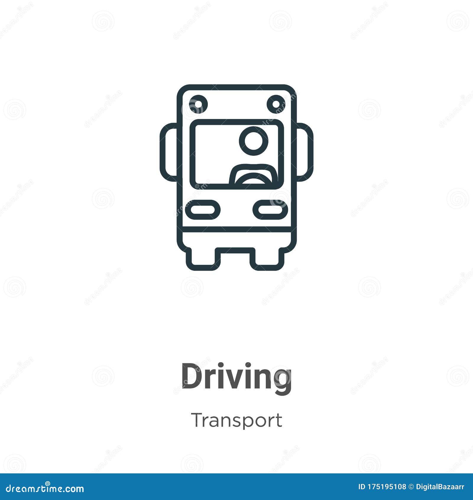 Driving Outline Vector Icon. Thin Line Black Driving Icon, Flat Vector ...