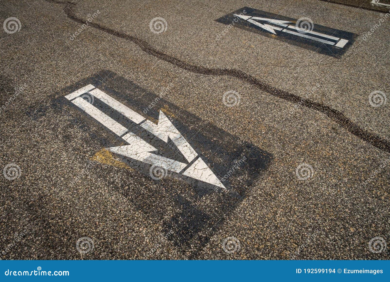Driving Painted Arrows Road Stock Photo - Image of follow, license ...
