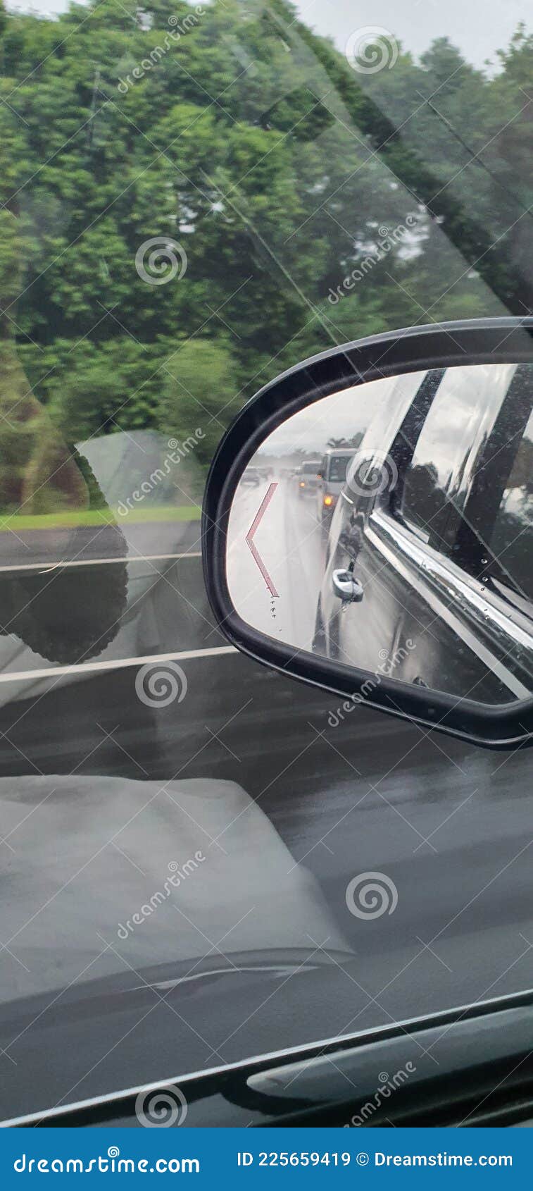 Driving in Rain with Left Sign Stock Image - Image of sign, lighting ...