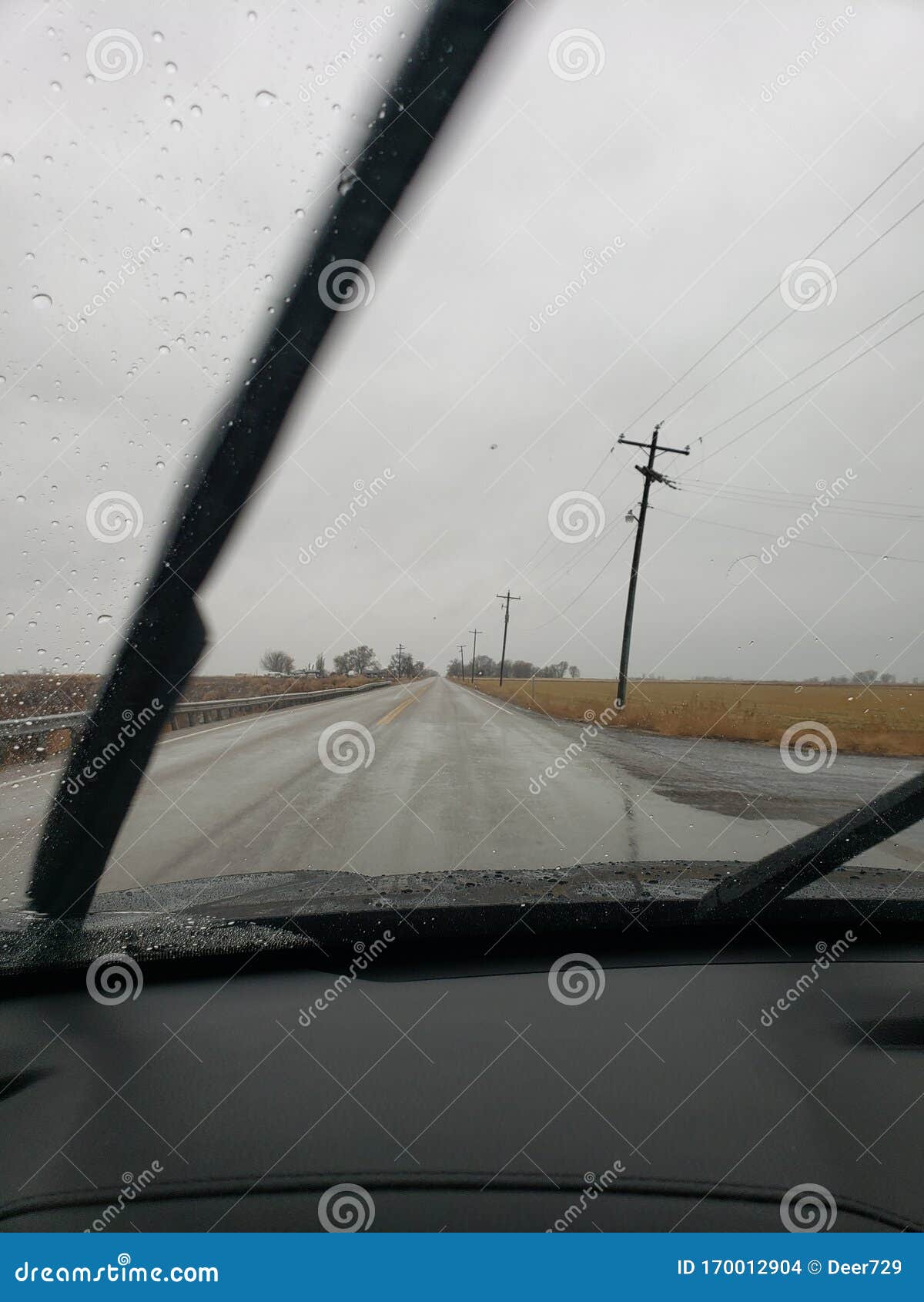 Driving in the Rain with Windshield Wipers on Stock Photo - Image of ...
