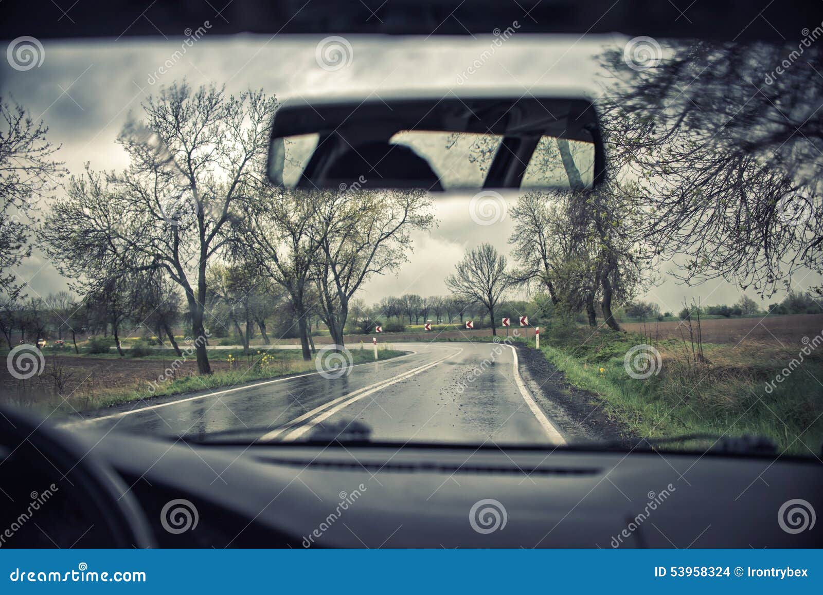 Driving on a rainy day stock photo. Image of motorway - 53958324